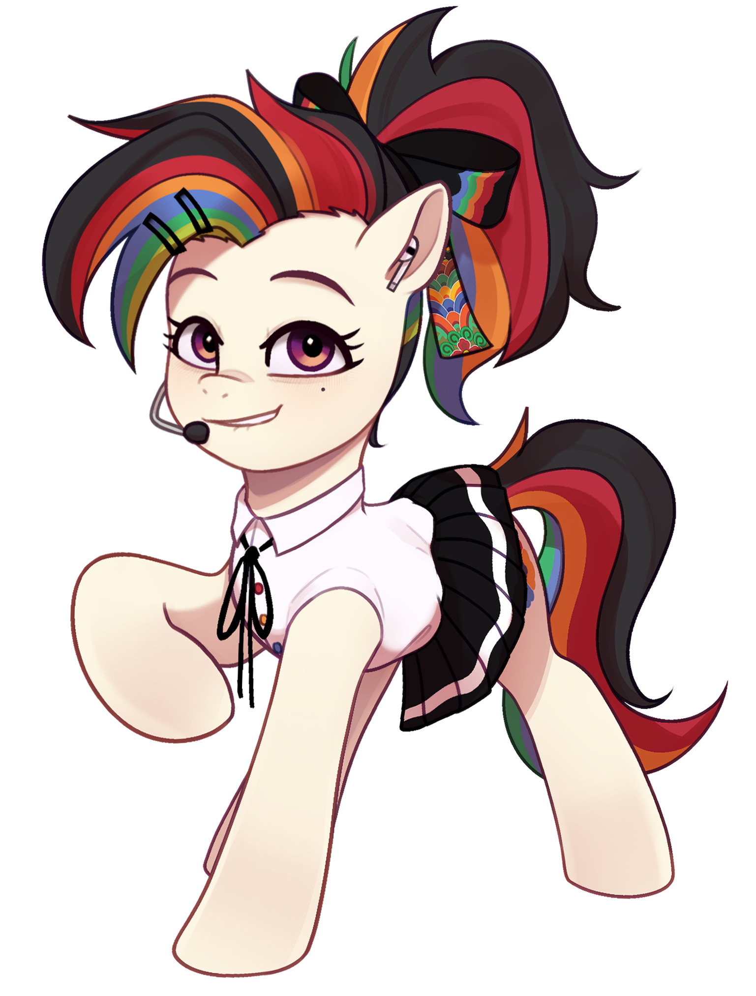 #3557857 - safe, artist:maren, oc, oc only, oc:han mari, earth pony, pony, simple background ...