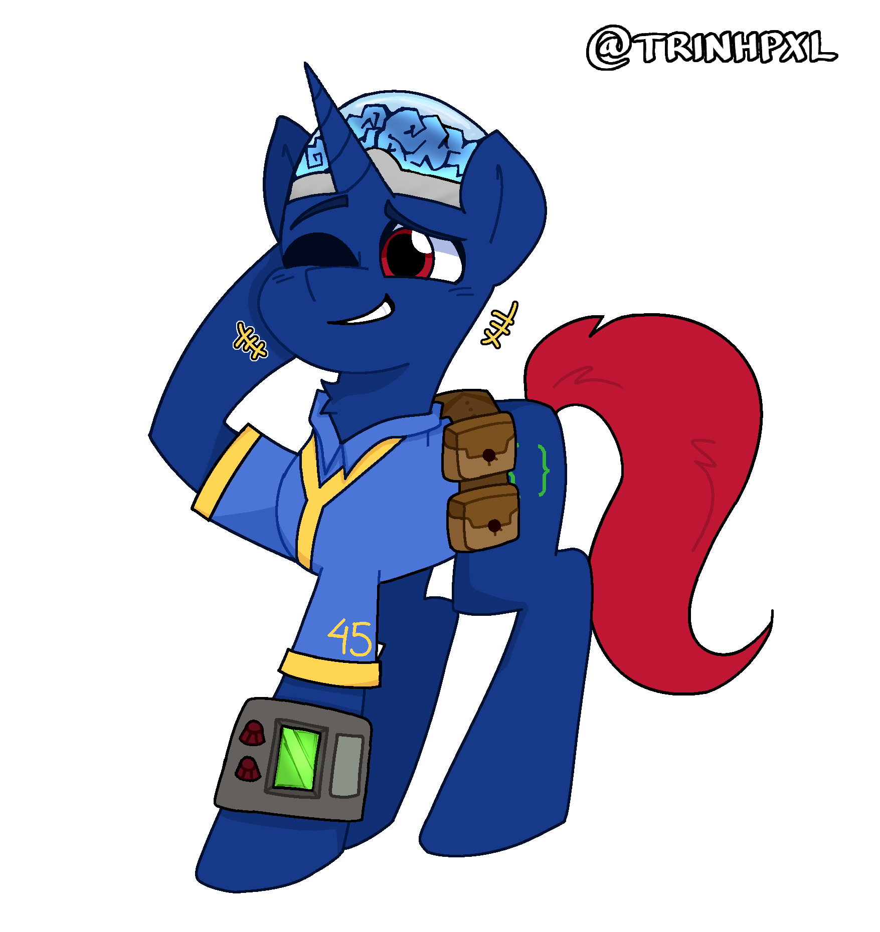 #3563488 - safe, artist:trinh, oc, oc only, oc:bit shift, cyborg, pony ...
