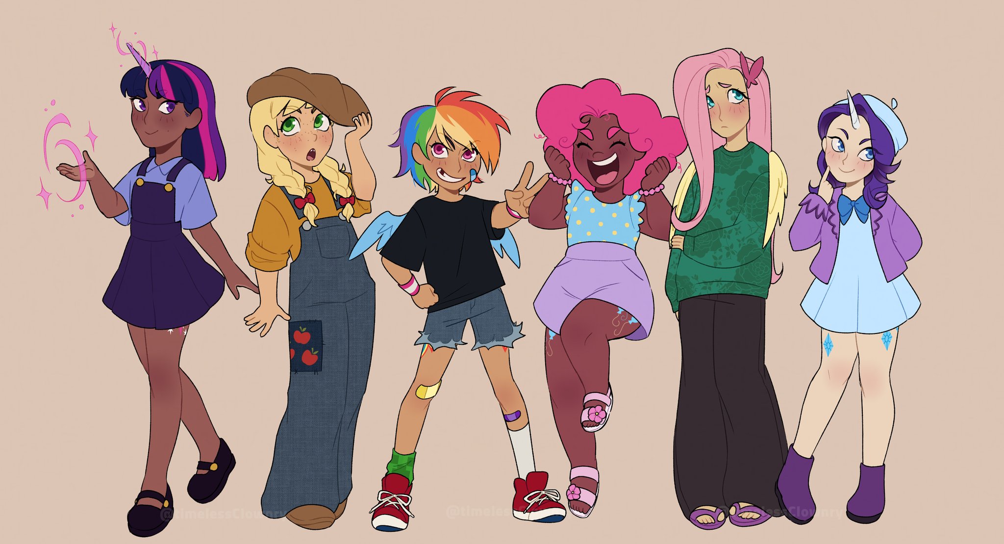 #3563998 - safe, artist:timelessclownry, applejack, fluttershy, pinkie ...