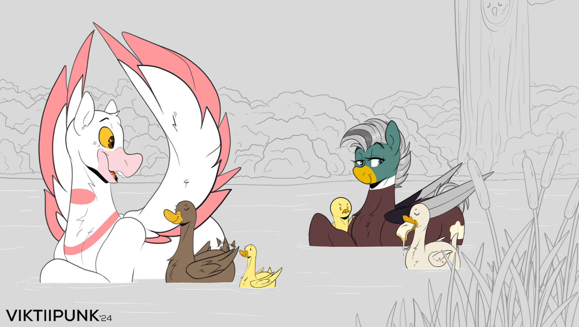 #3564272 - safe, artist:viktiipunk, oc, oc only, oc:duk, oc:goosehorse, bird, duck, pegasus ...