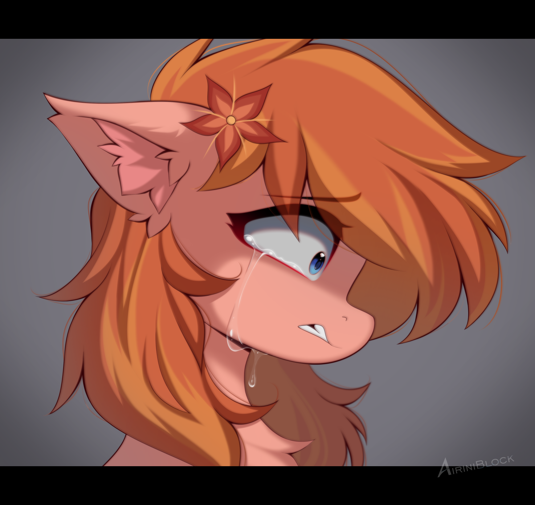 #3564462 - safe, artist:airiniblock, oc, oc only, pegasus, pony, bust, chest fluff, crying, ear ...