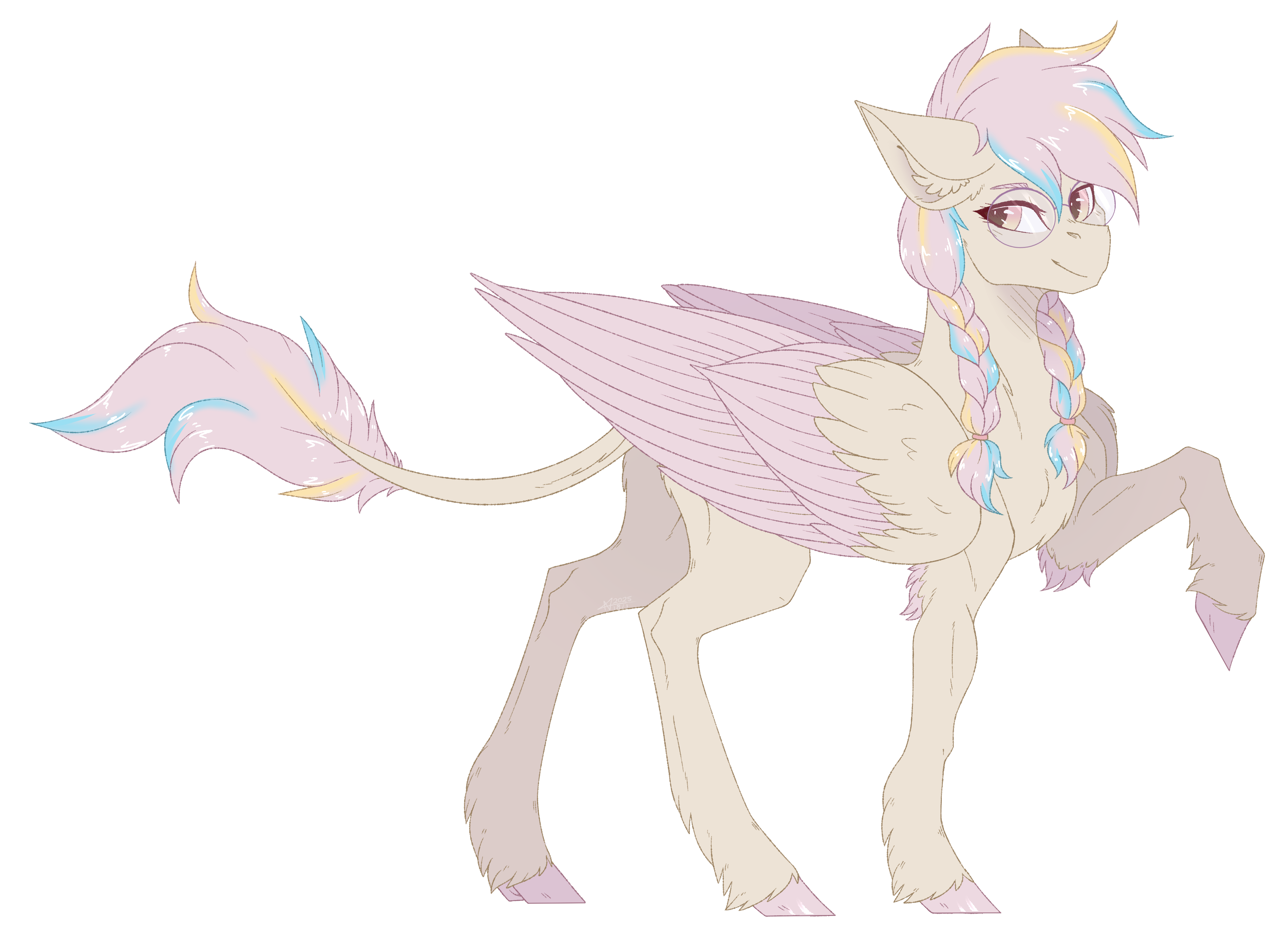 #3564908 - safe, artist:nocti-draws, oc, oc only, pegasus, pony, braid, colored wings, female ...