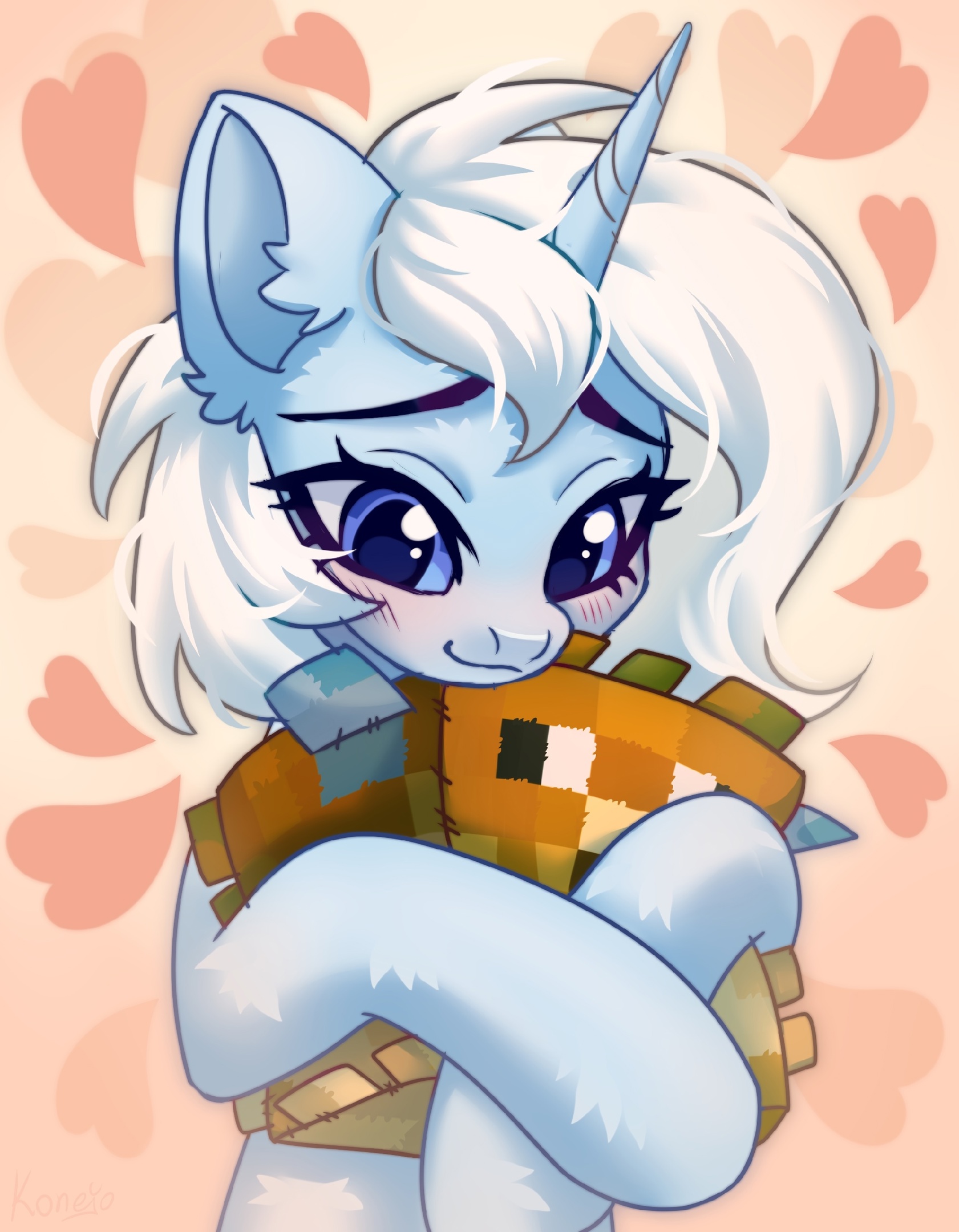 #3565650 - safe, artist:konejo, oc, oc only, fish, pony, puffer fish, unicorn, blushing, cute ...