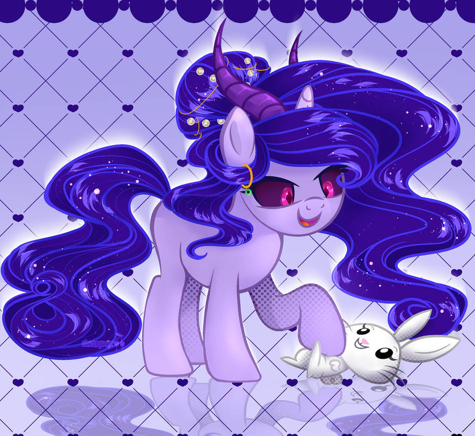 #3567190 - safe, artist:0nixiecherry0, oc, oc only, pony, unicorn, horn, purple background ...