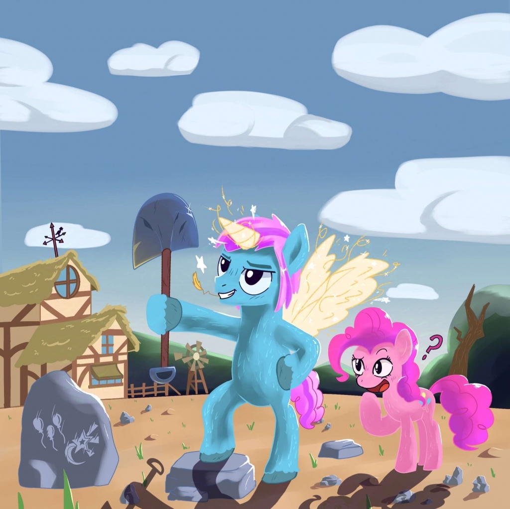 #3568048 - safe, artist:ranspartan, pinkie pie, oc, oc:echorellian pie ...