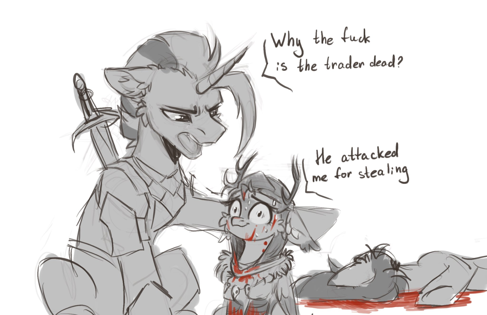 #3568431 - semi-grimdark, artist:dorkmark, oc, oc only, oc:dima, oc:selest light, pegasus, pony ...