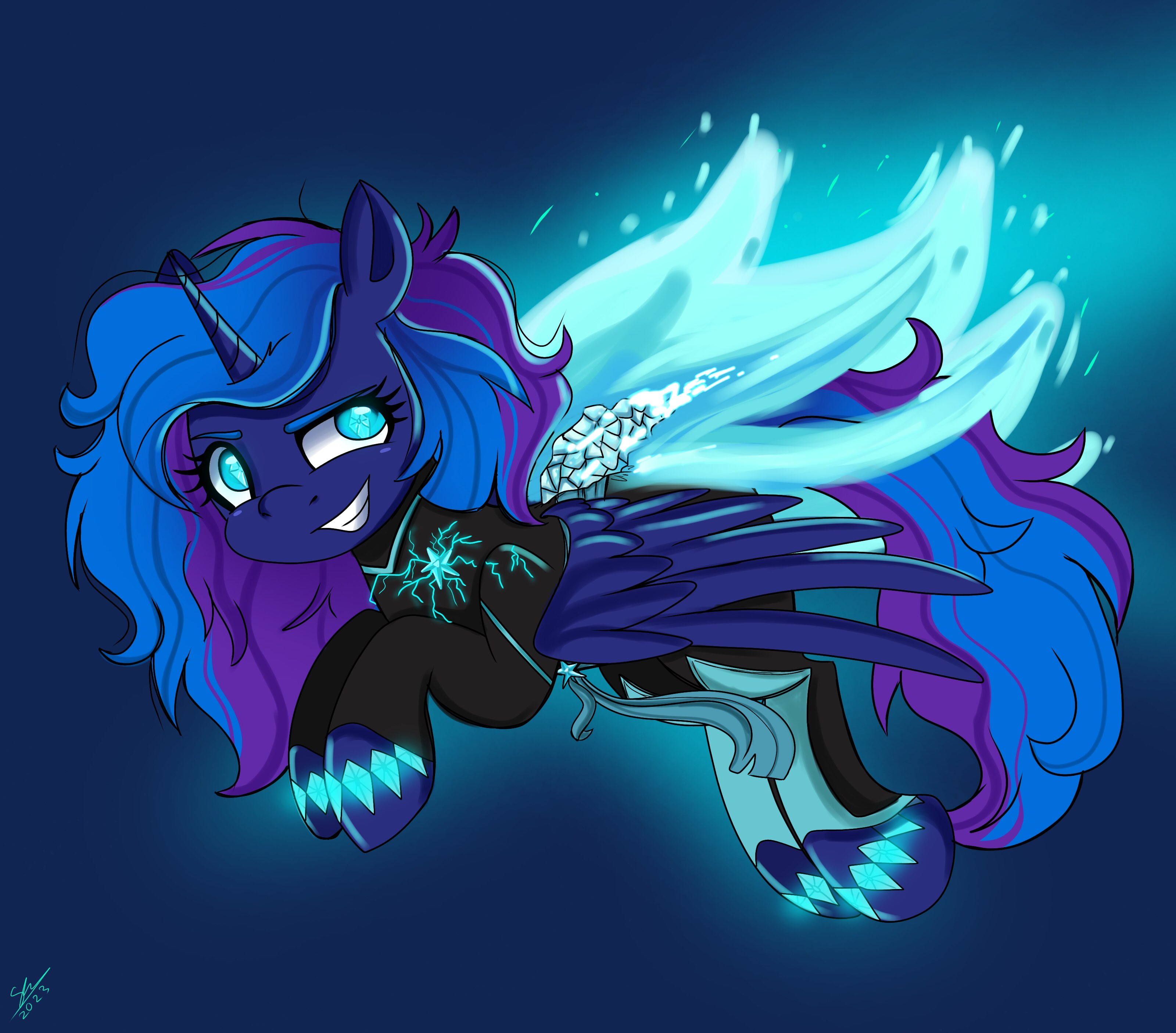 #3568888 - safe, artist:galaxy swirl, comet tail, oc, oc:sapphire spark ...