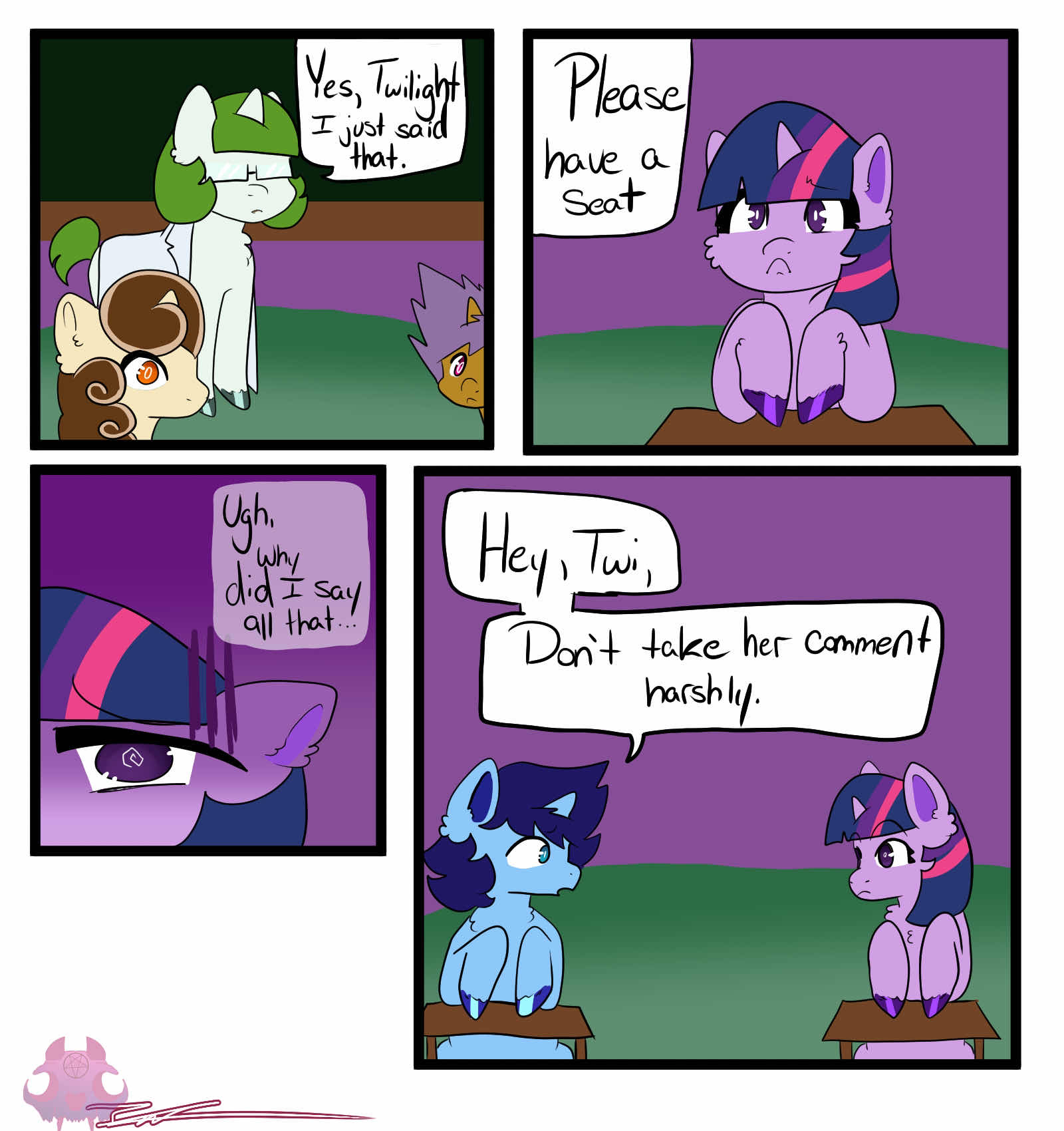 #3568994 - safe, artist:imp, twilight sparkle, oc, oc:blue thunder, unicorn, g4, canon x oc ...