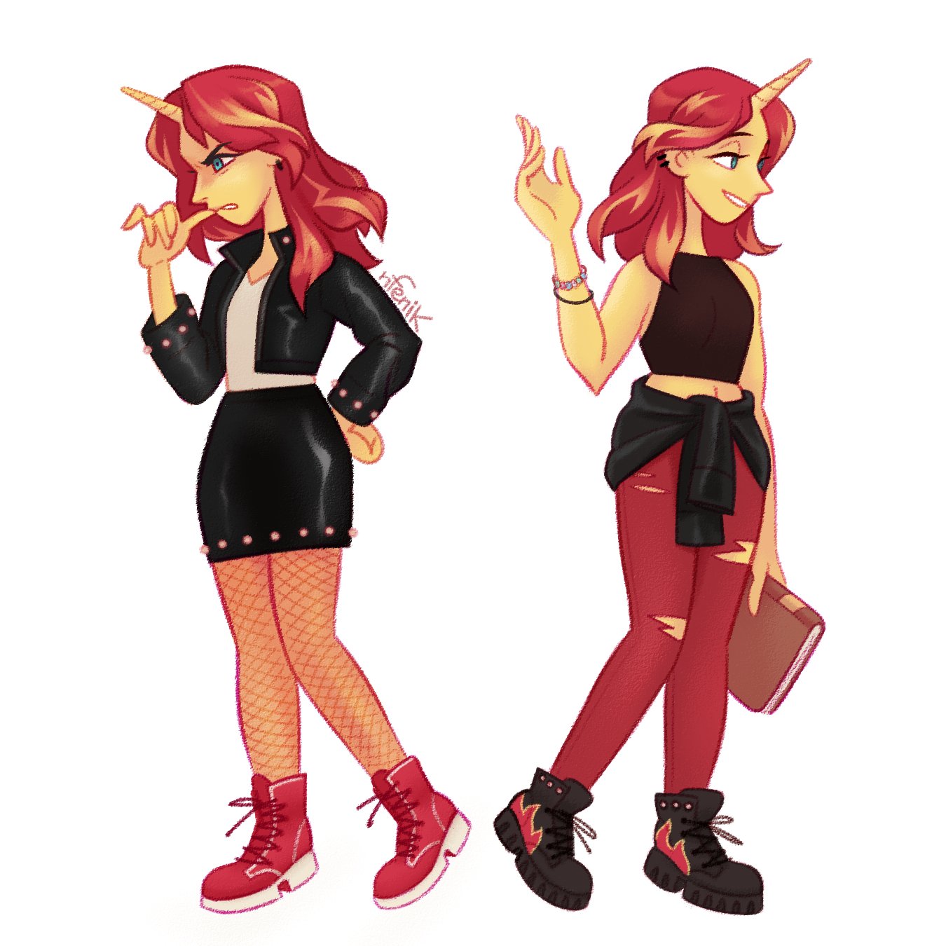 #3558180 - safe, artist:n_fenik, sunset shimmer, human, g4, biting ...