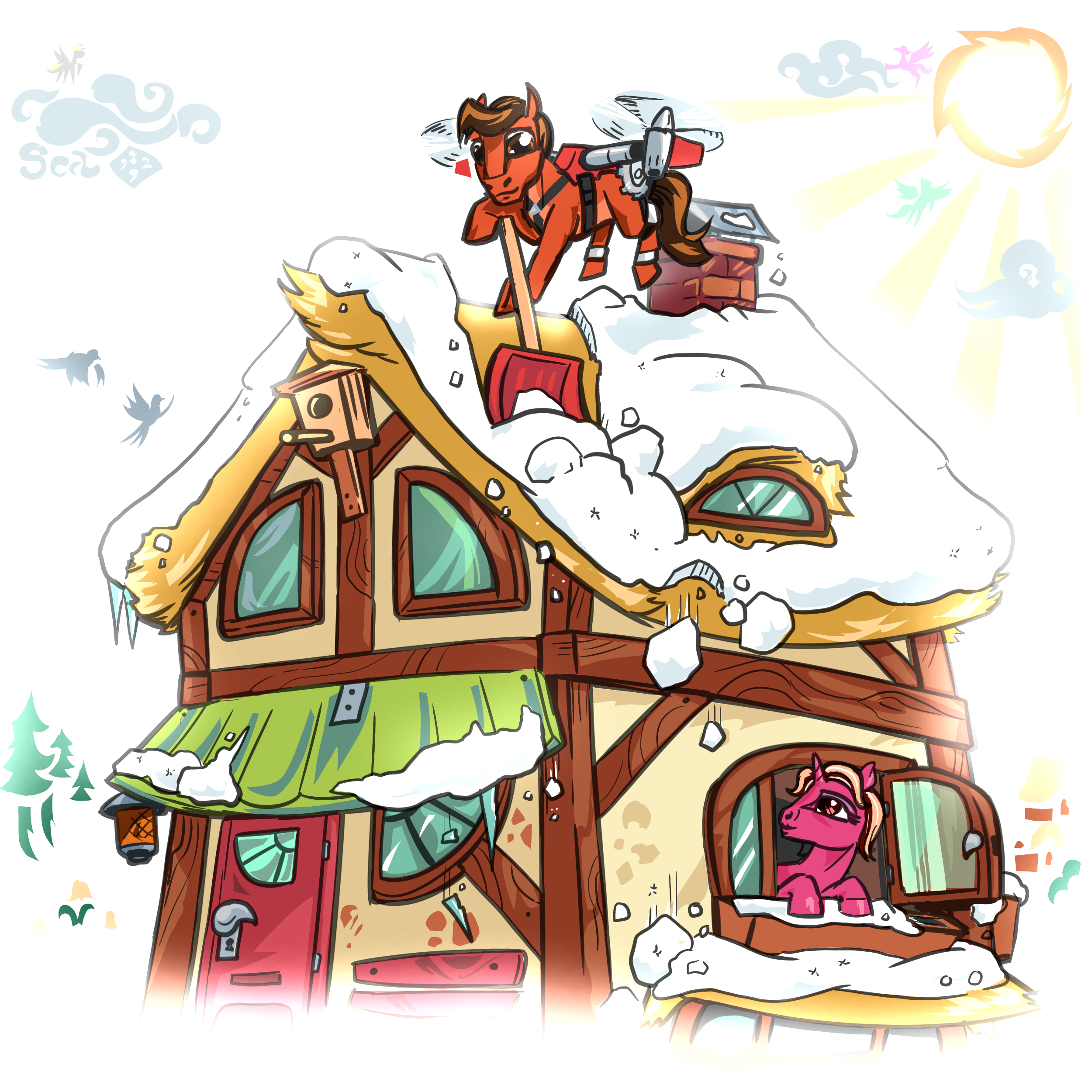 #3558372 - safe, artist:scarletdex8299, derpy hooves, oc, oc only, oc ...