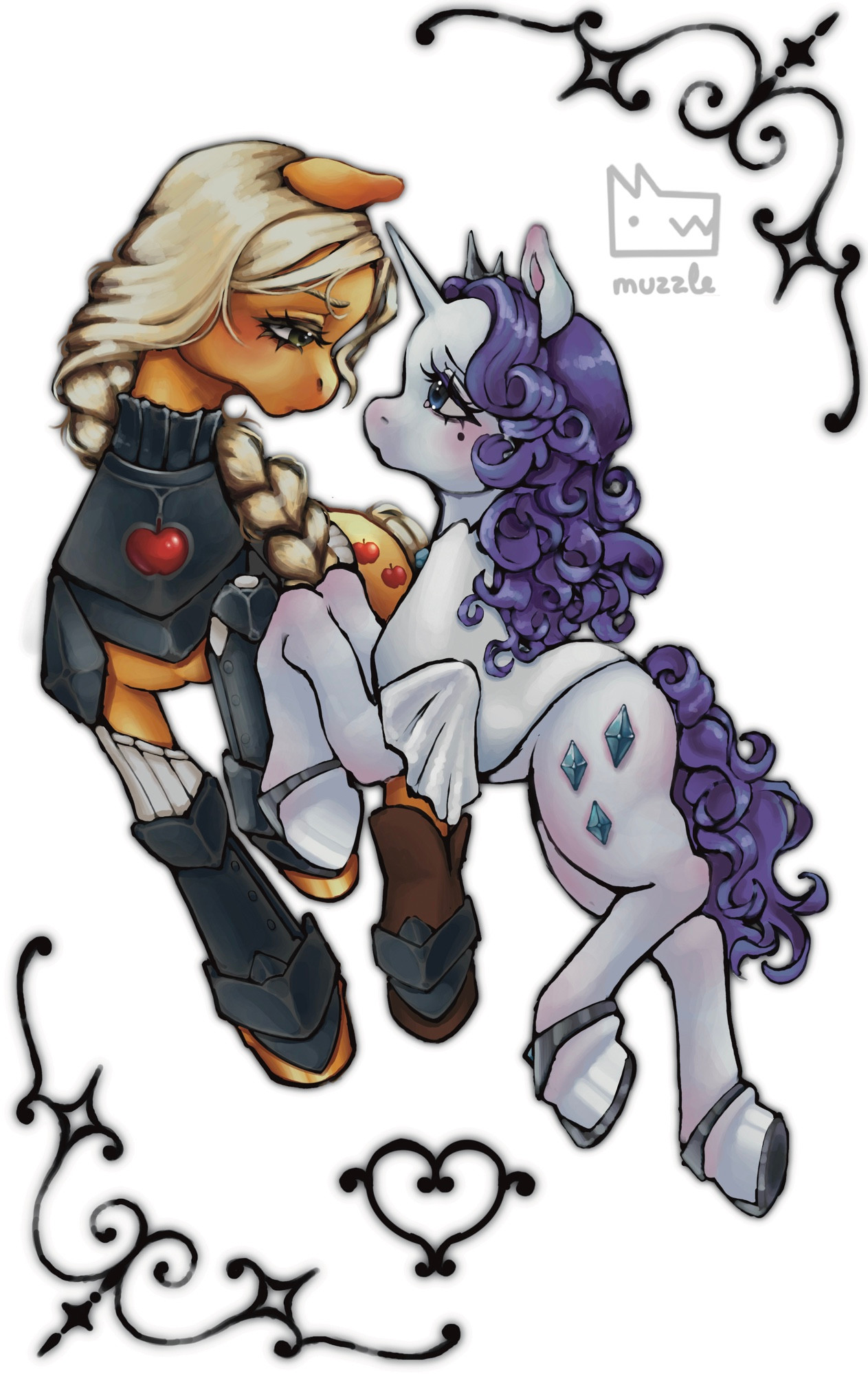 #3558623 - safe, artist:methanoic, applejack, rarity, earth pony, pony ...