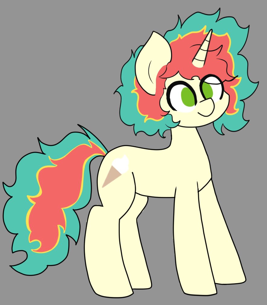 #3569990 - safe, artist:sugarbodrio, oc, oc only, oc:sugary cream, pony, unicorn, horn, solo ...