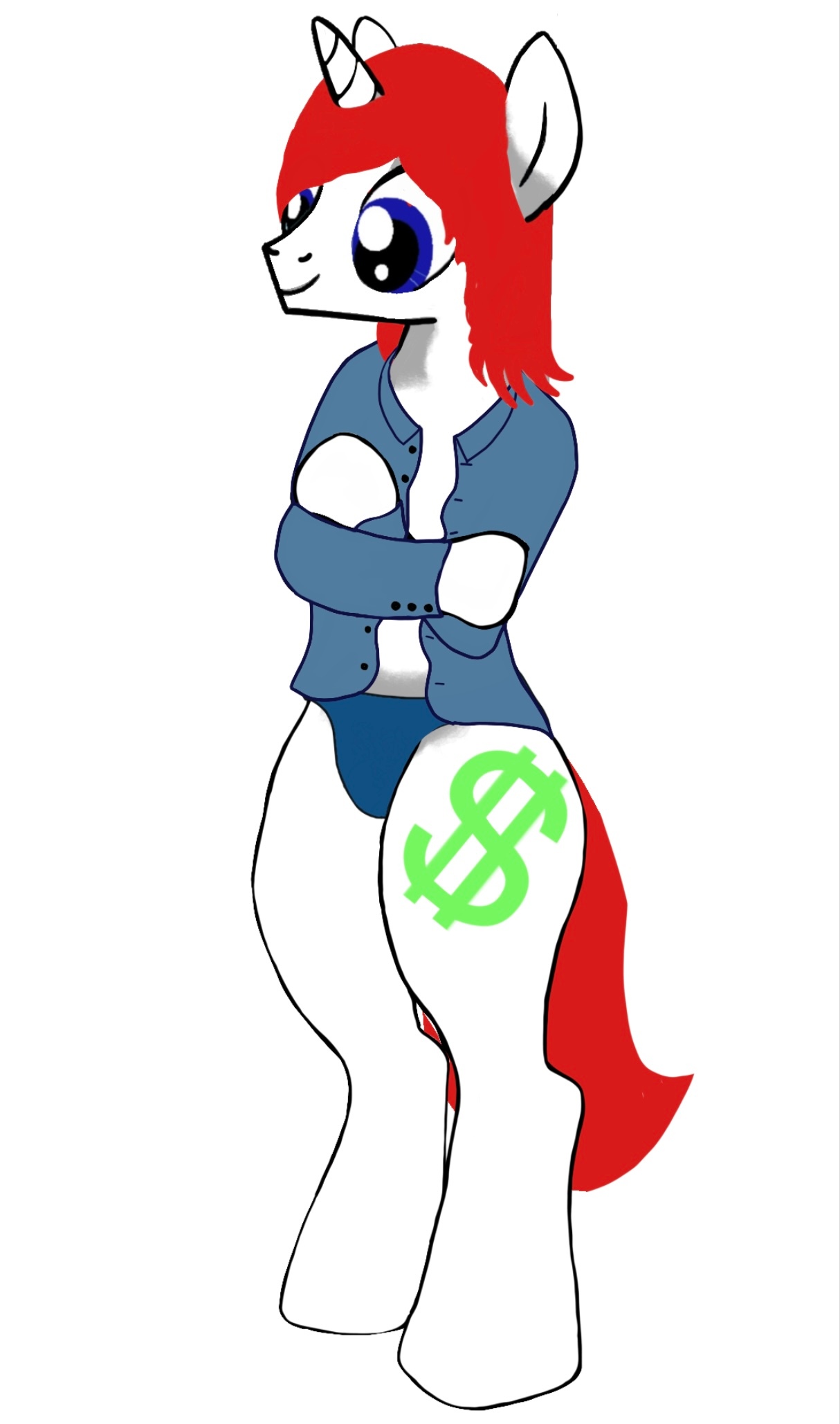 #3570063 - suggestive, artist:kingofmlp, oc, oc only, oc:lmoney, pony, unicorn, semi-anthro, g4 ...