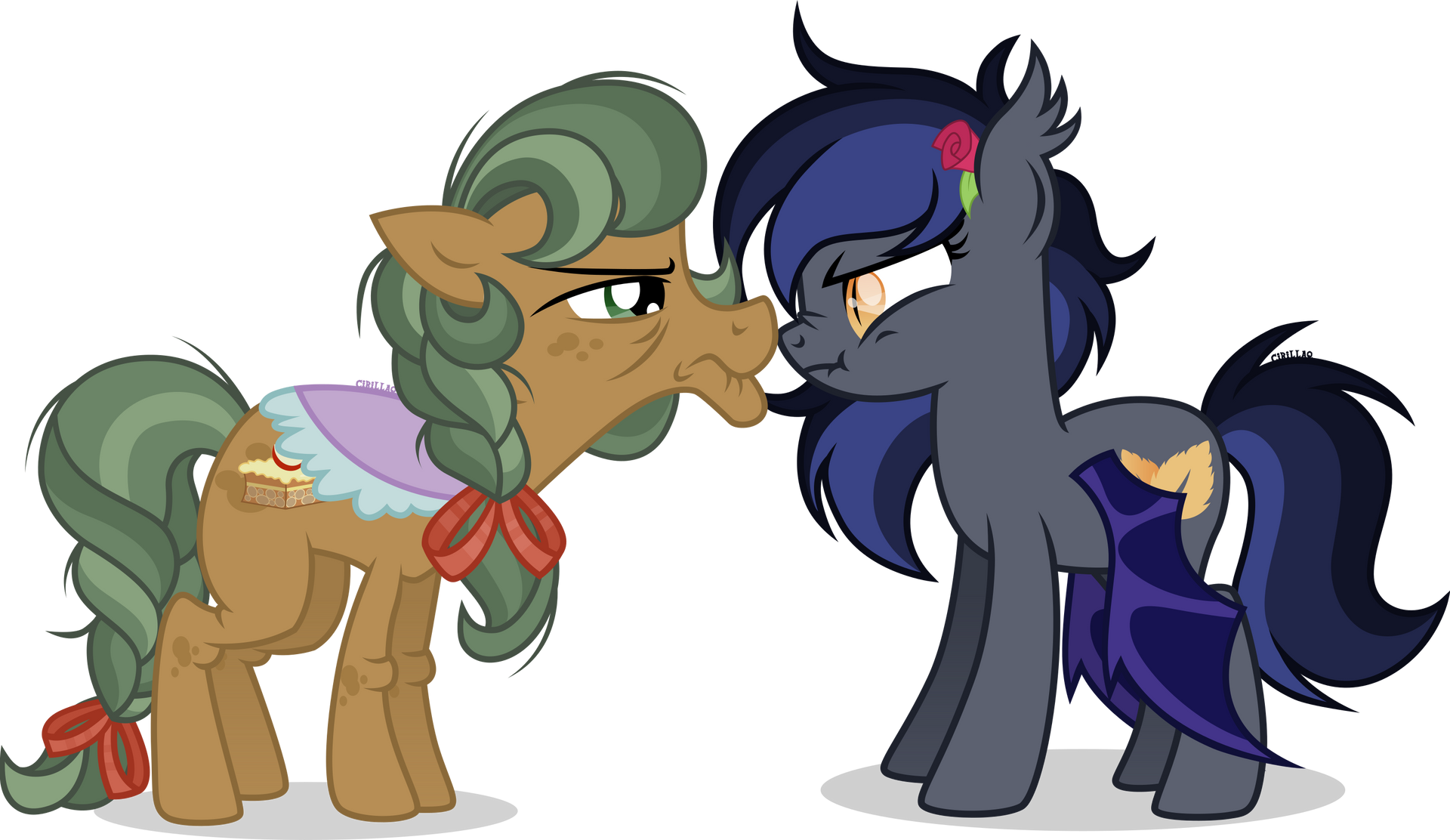 #3570077 - safe, artist:cirillaq, oc, oc only, oc:selene, oc:szarlotka, bat pony, earth pony ...