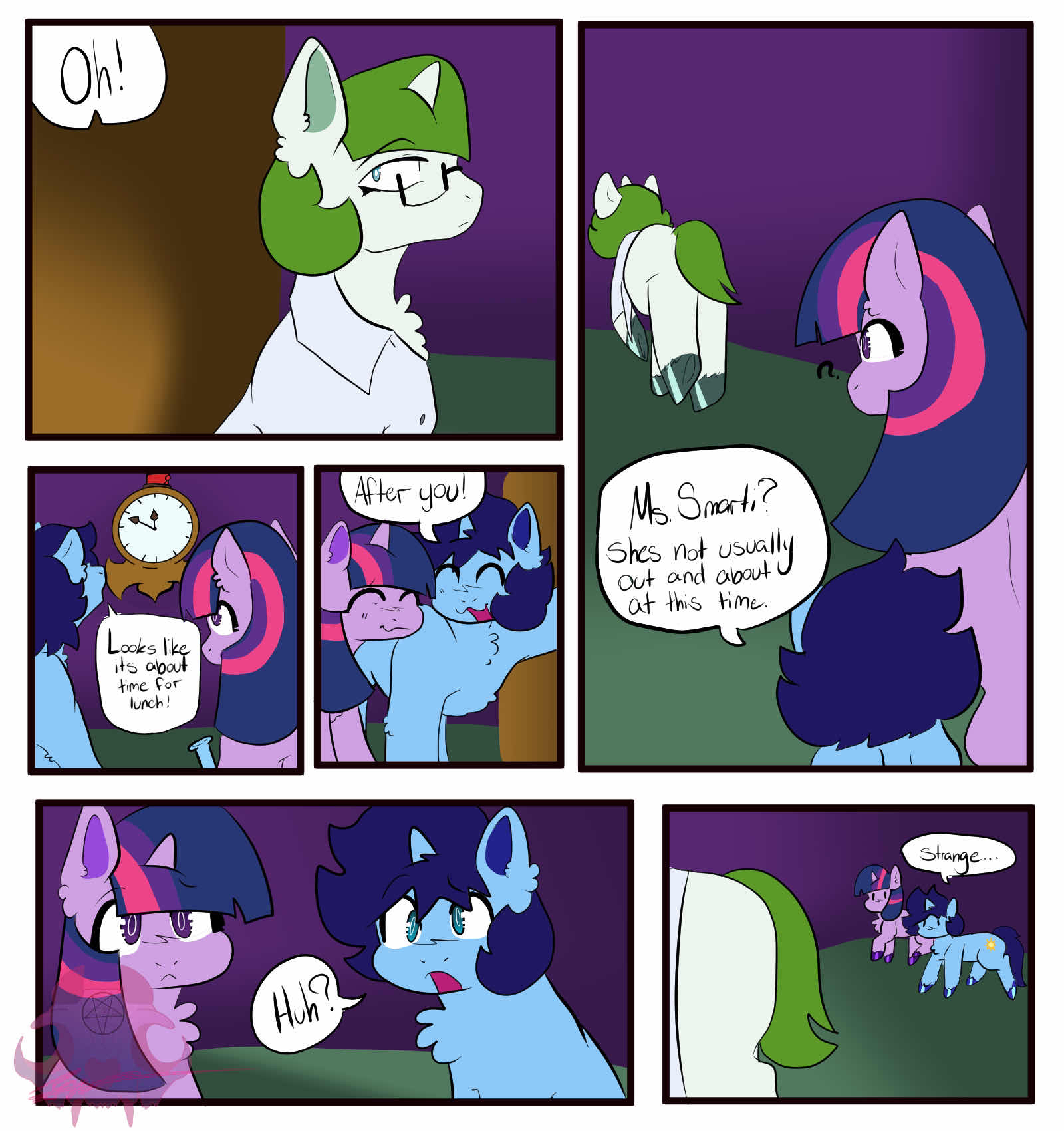 #3570198 - safe, artist:imp, twilight sparkle, oc, oc:blue thunder, unicorn, g4, canon x oc ...