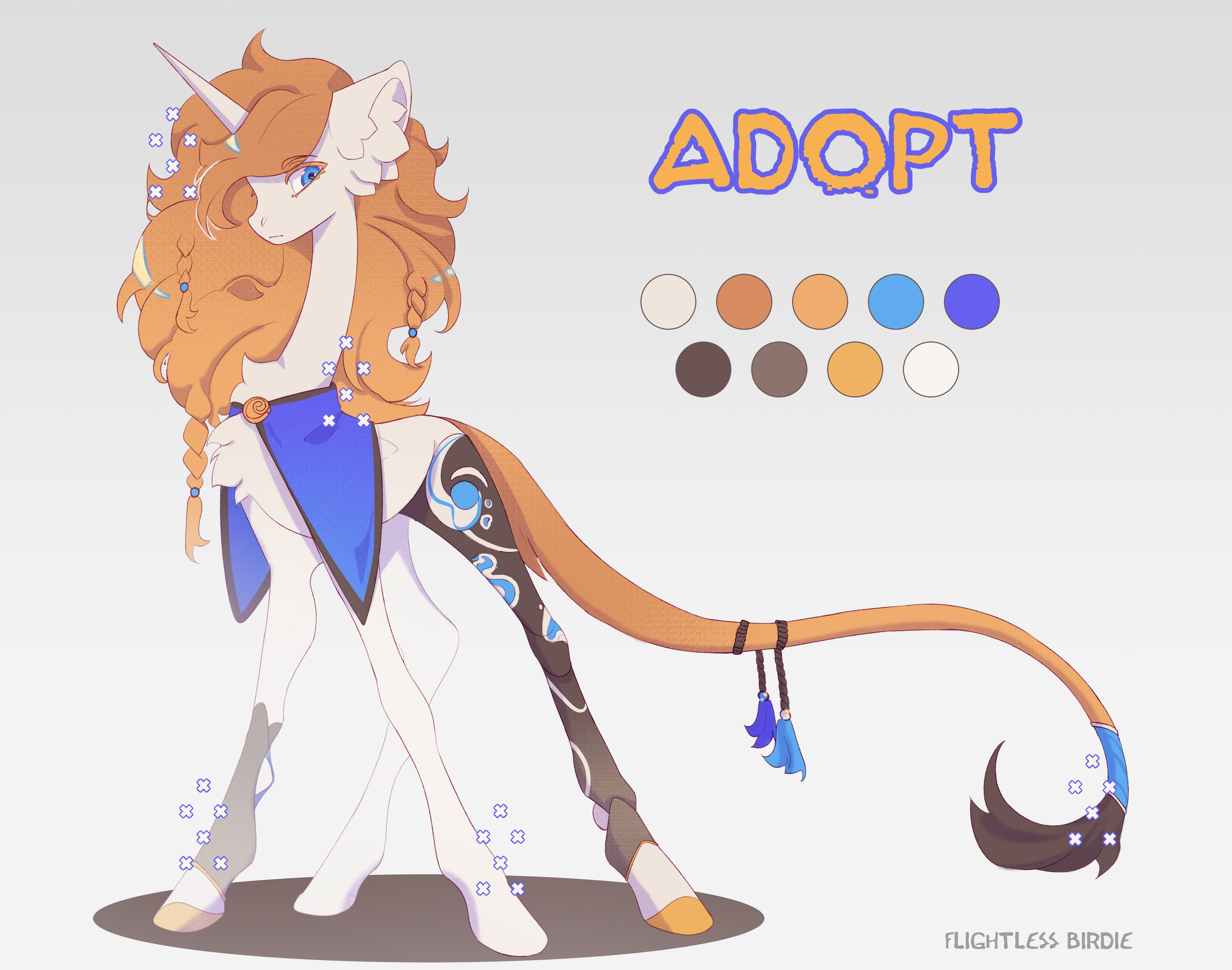 #3570711 - safe, artist:flightless birdie, oc, oc only, unnamed oc, pony, unicorn, adoptable ...