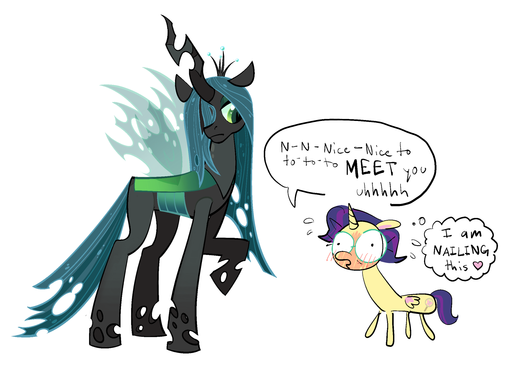 #3571559 - safe, artist:horsemoment, queen chrysalis, oc, alicorn, changeling, changeling queen ...