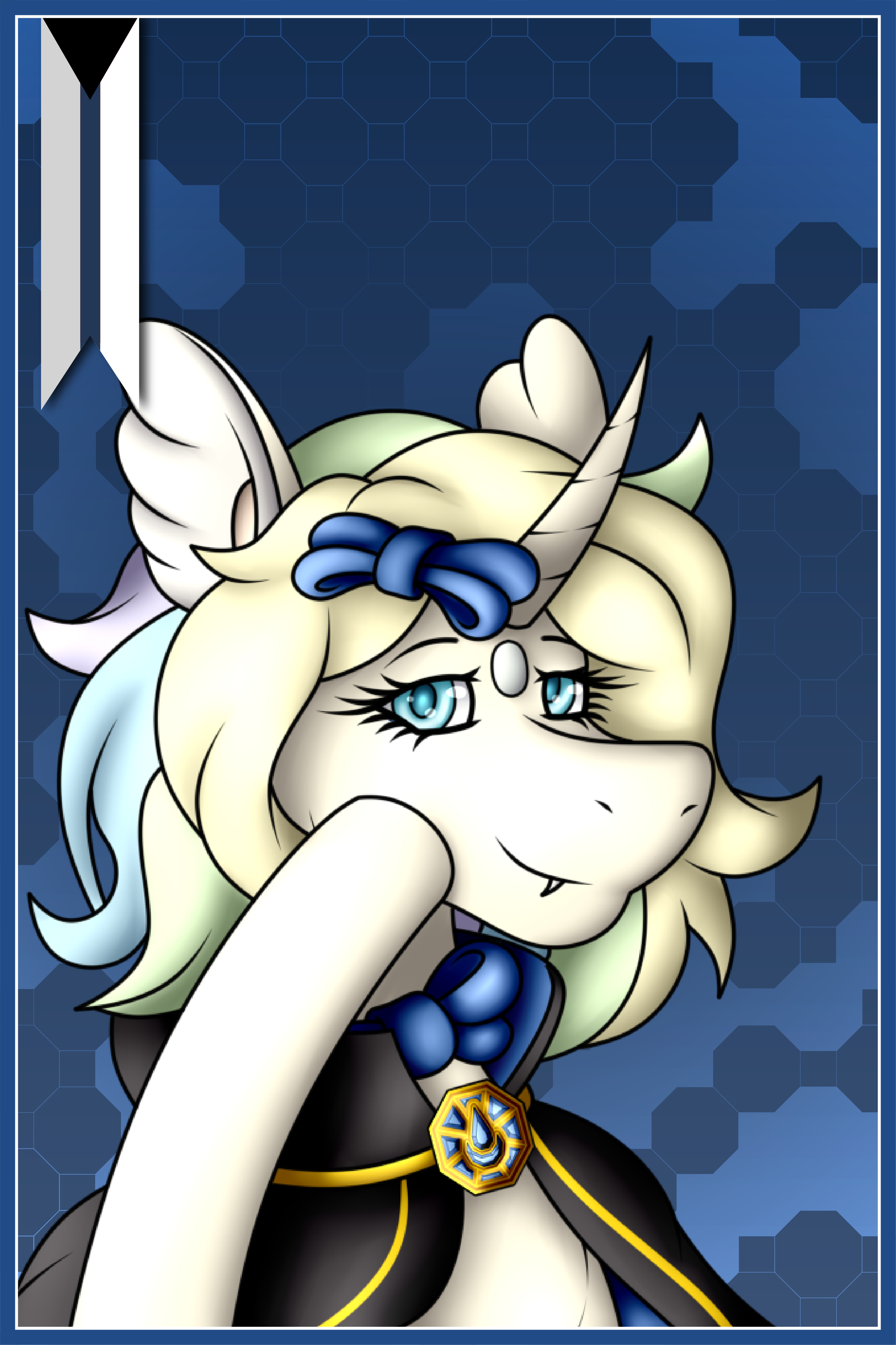 #3571818 - safe, artist:thebenalpha, oc, oc only, oc:acry weaver, unicorn, bow, bowtie, cape ...