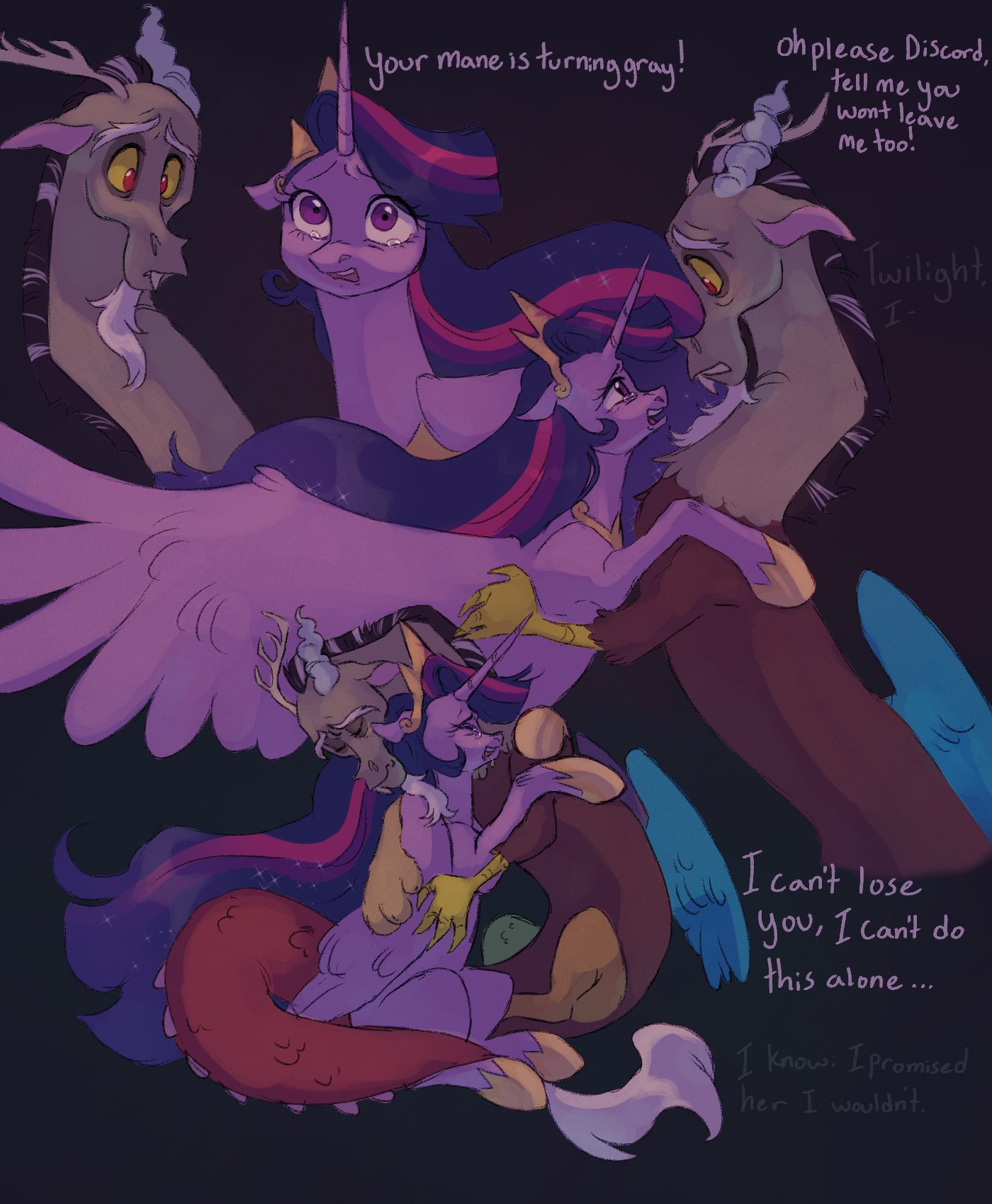 #3573121 - safe, artist:abbytabbys, discord, twilight sparkle, alicorn, draconequus, pony, g4 ...