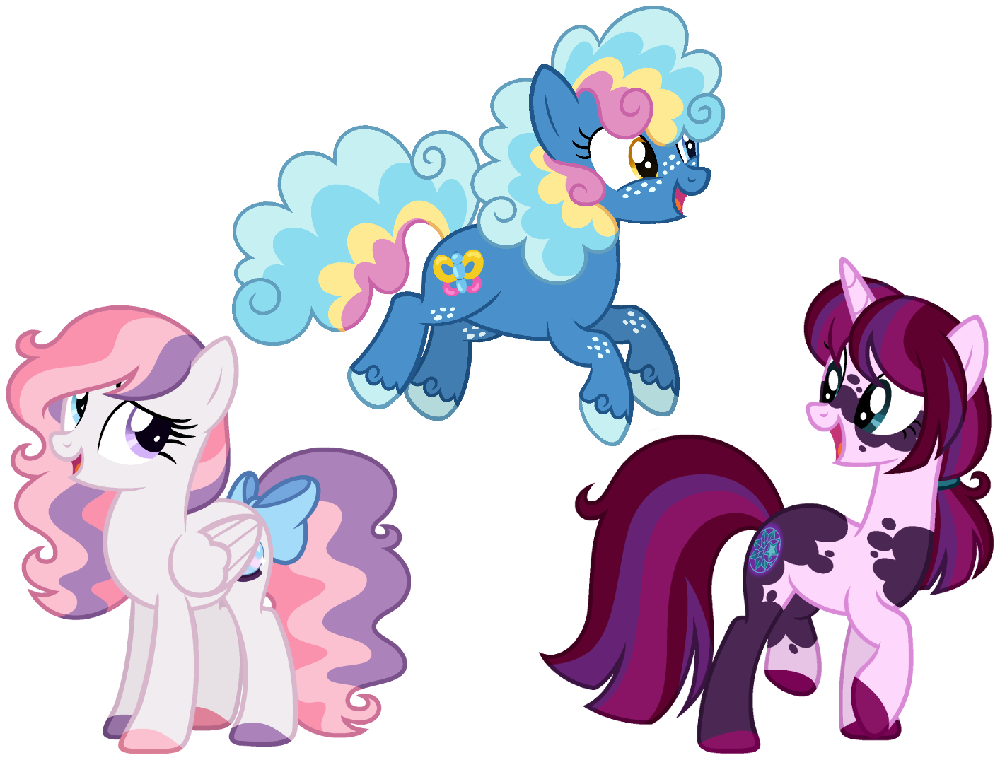 #3573824 - safe, artist:strawberry-spritz, oc, oc only, earth pony, pegasus, pony, unicorn, horn ...