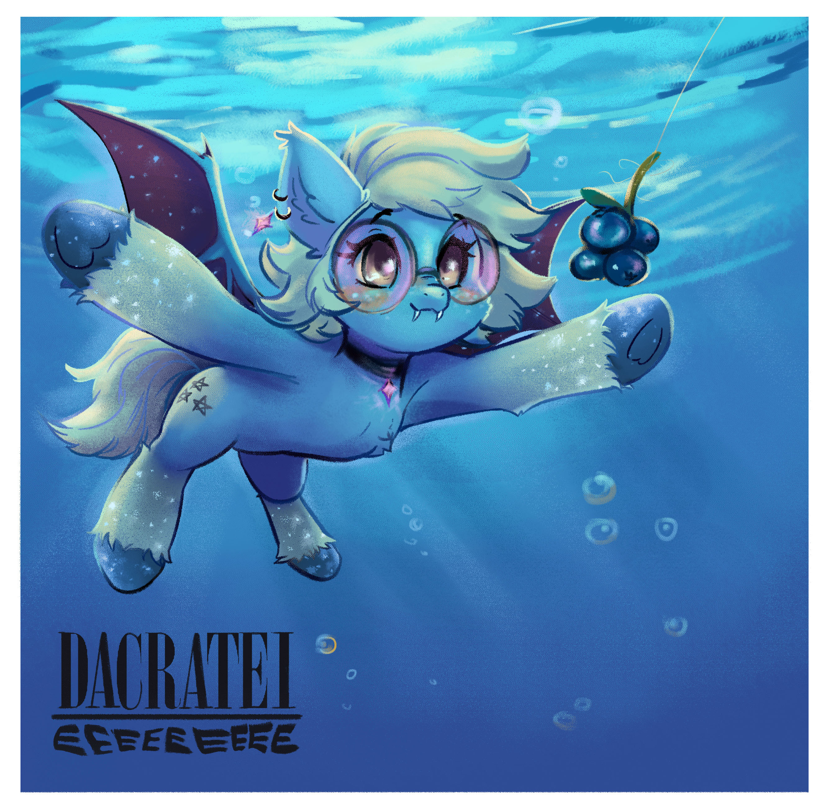 #3574581 - safe, artist:polnocnykot, oc, oc only, oc:dacratei, bat pony, pony, album cover, bat ...