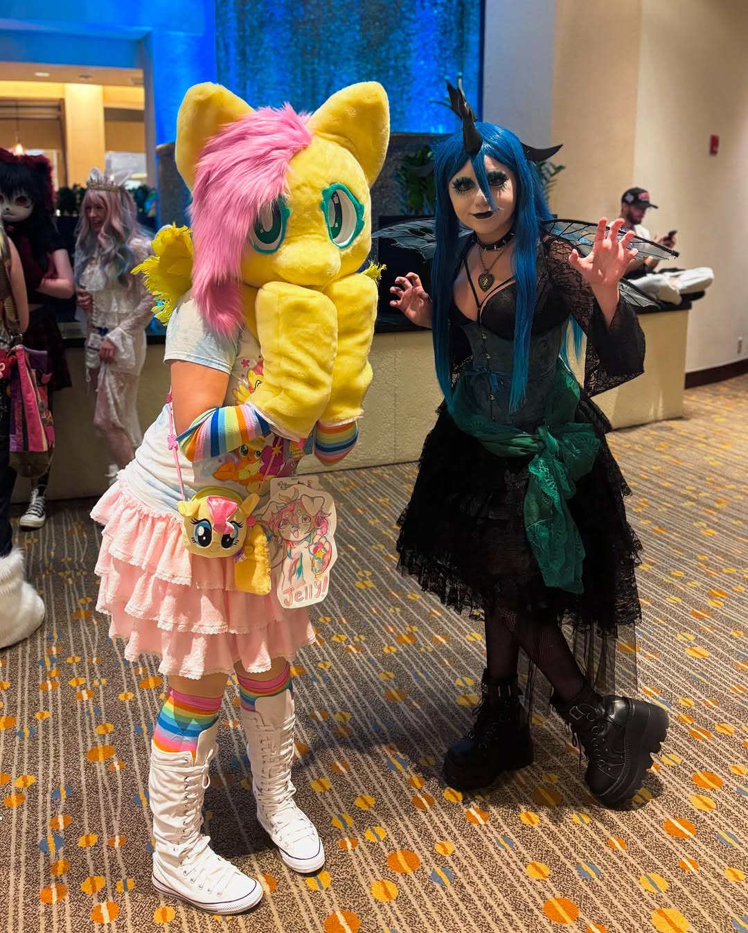 #3575117 - safe, artist:cottonjellyjj, fluttershy, queen chrysalis ...