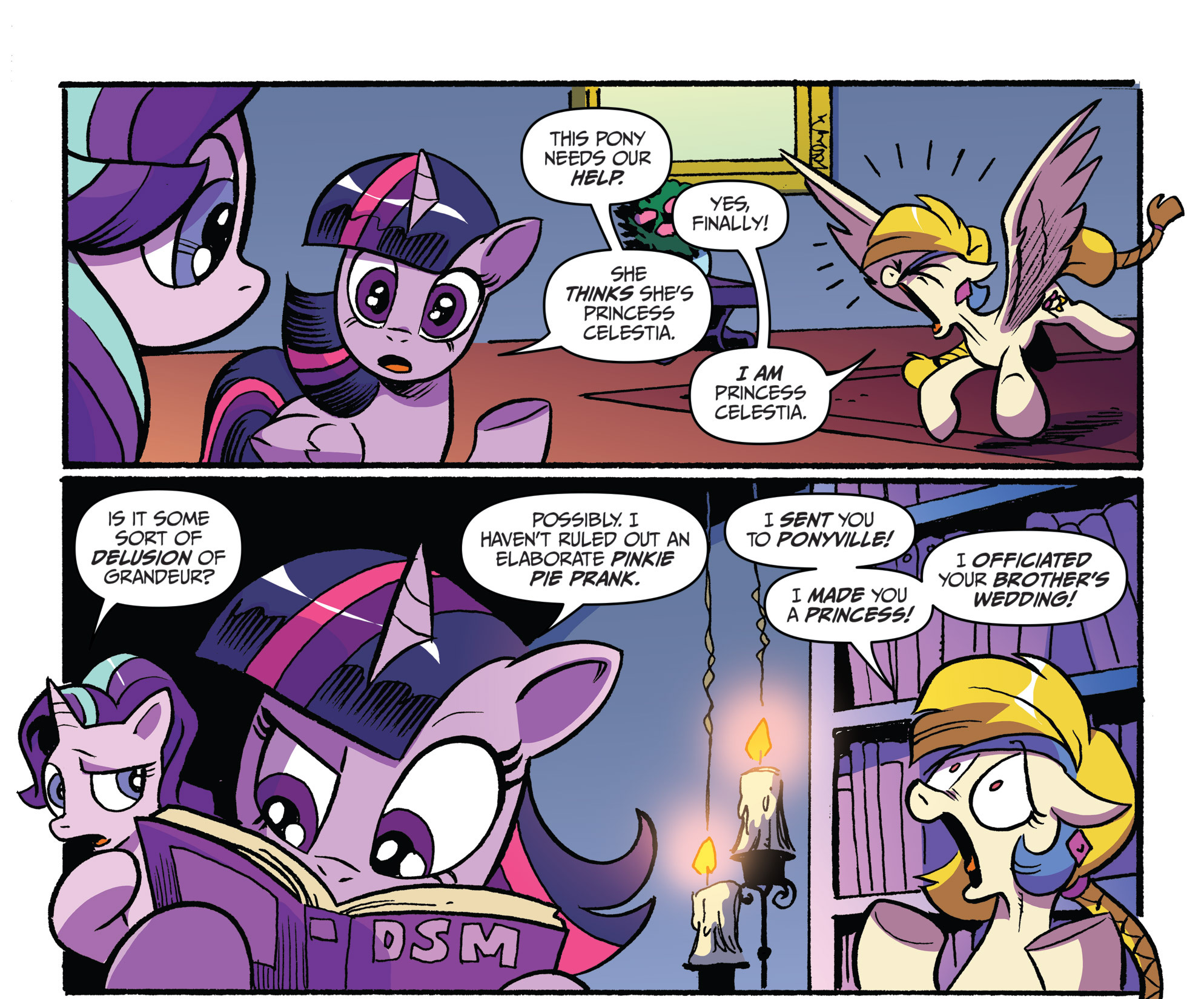 #3575670 - safe, idw, golden feather, princess celestia, starlight glimmer, twilight sparkle ...