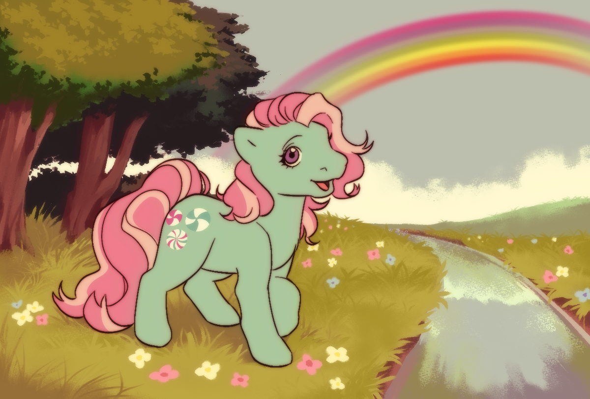 #3576599 - safe, artist:ponies-galore, minty, earth pony, pony, g1, g3, my little pony 'n ...