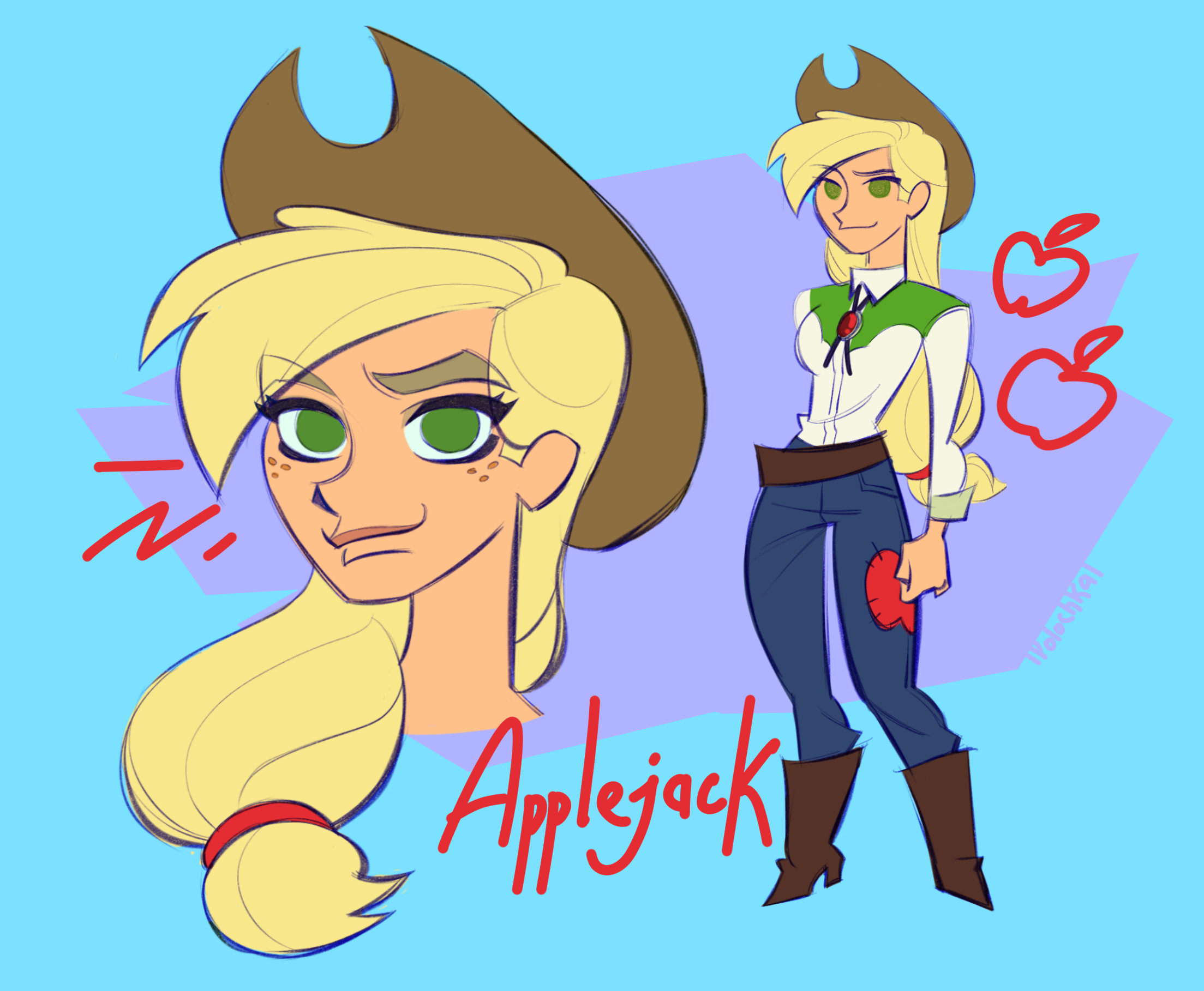 #3577251 - safe, artist:polochka_art, applejack, human, g4, applejack's ...