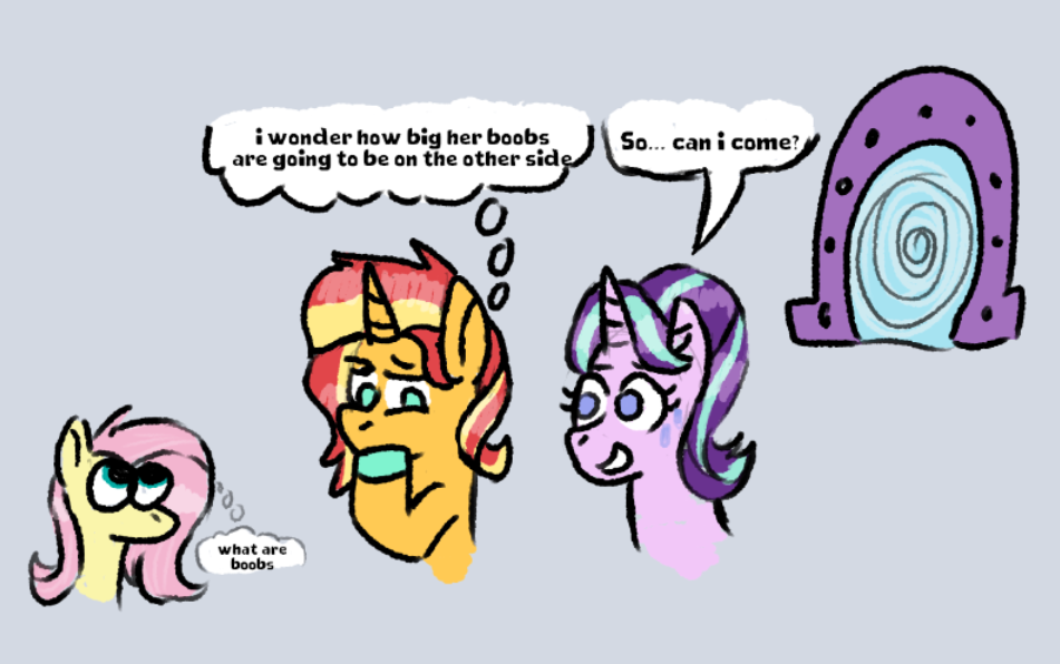 #3559525 - safe, artist:zoeyhorse, fluttershy, starlight glimmer ...