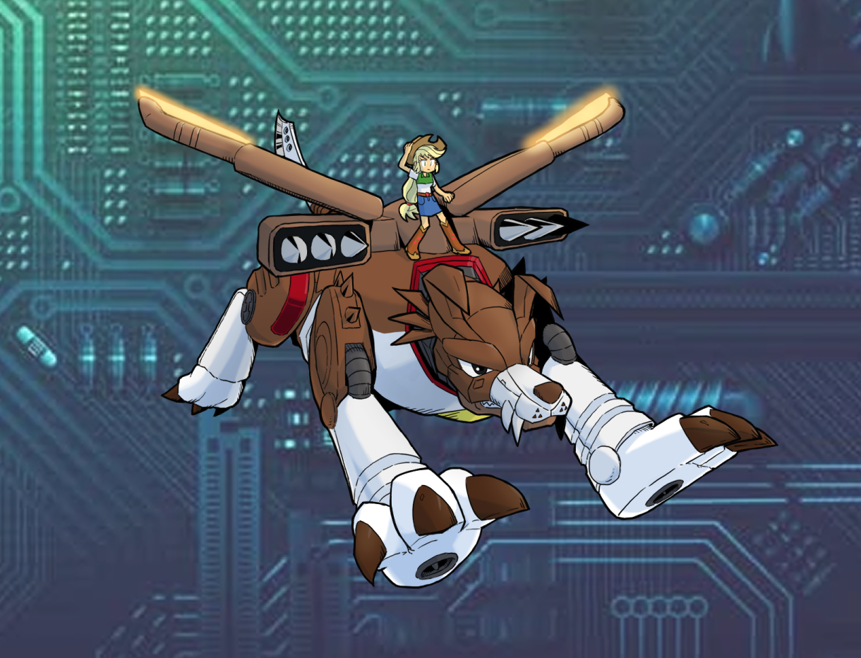 #3559957 - safe, artist:siemensohm, applejack, winona, dog, human ...