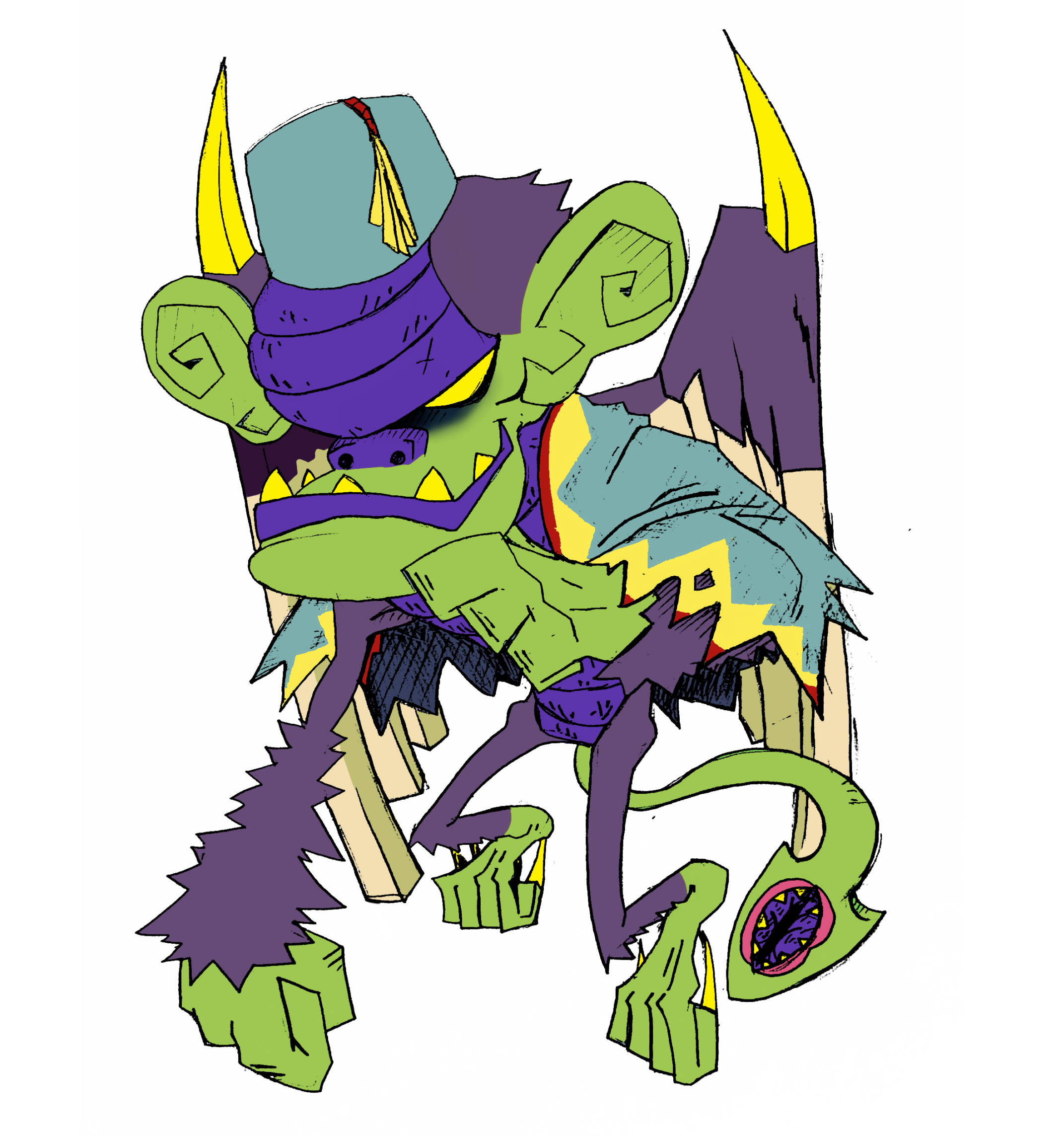 #3559978 - safe, artist:jawslocks03, monkey, winged monkey, my little ...