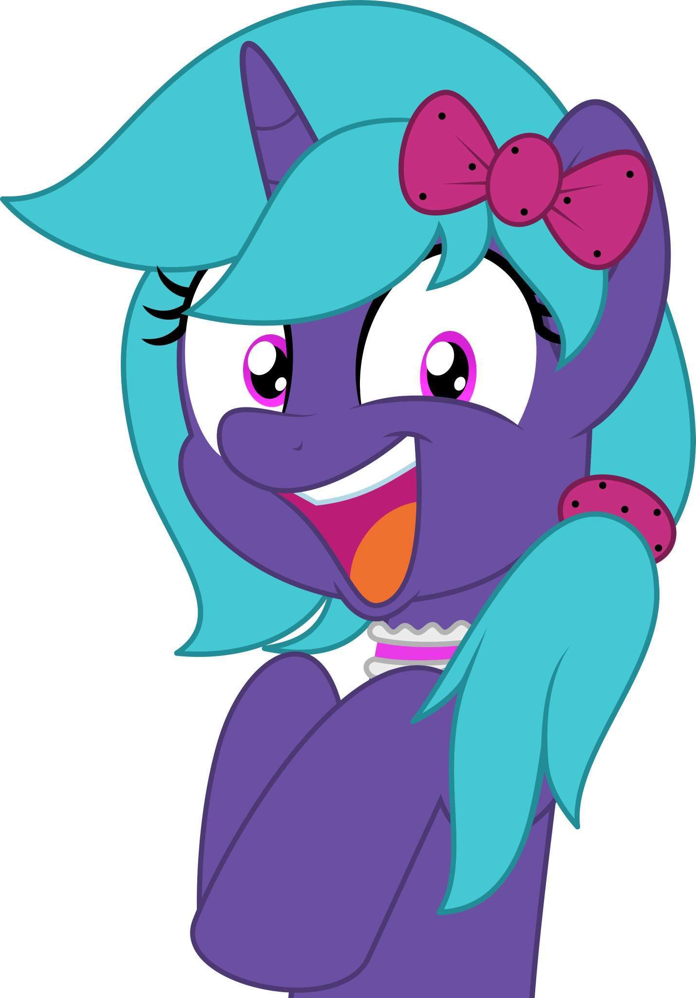 #3560649 - safe, artist:jhayarr23, oc, oc only, oc:lilac tart, pony, unicorn, bow, collar ...