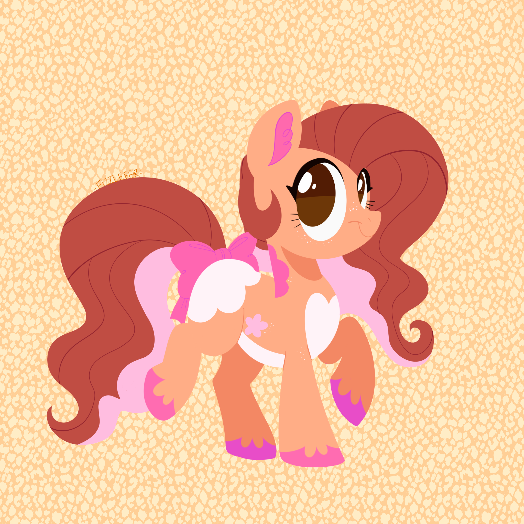 #3562064 - safe, artist:fizzlefer, oc, oc only, earth pony, pony, bow, female, mare, patterned ...