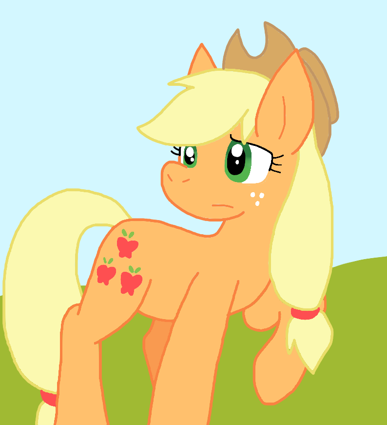 #3562911 - safe, artist:cmara, applejack, earth pony, pony, g4, female, mare, outdoors, raised ...