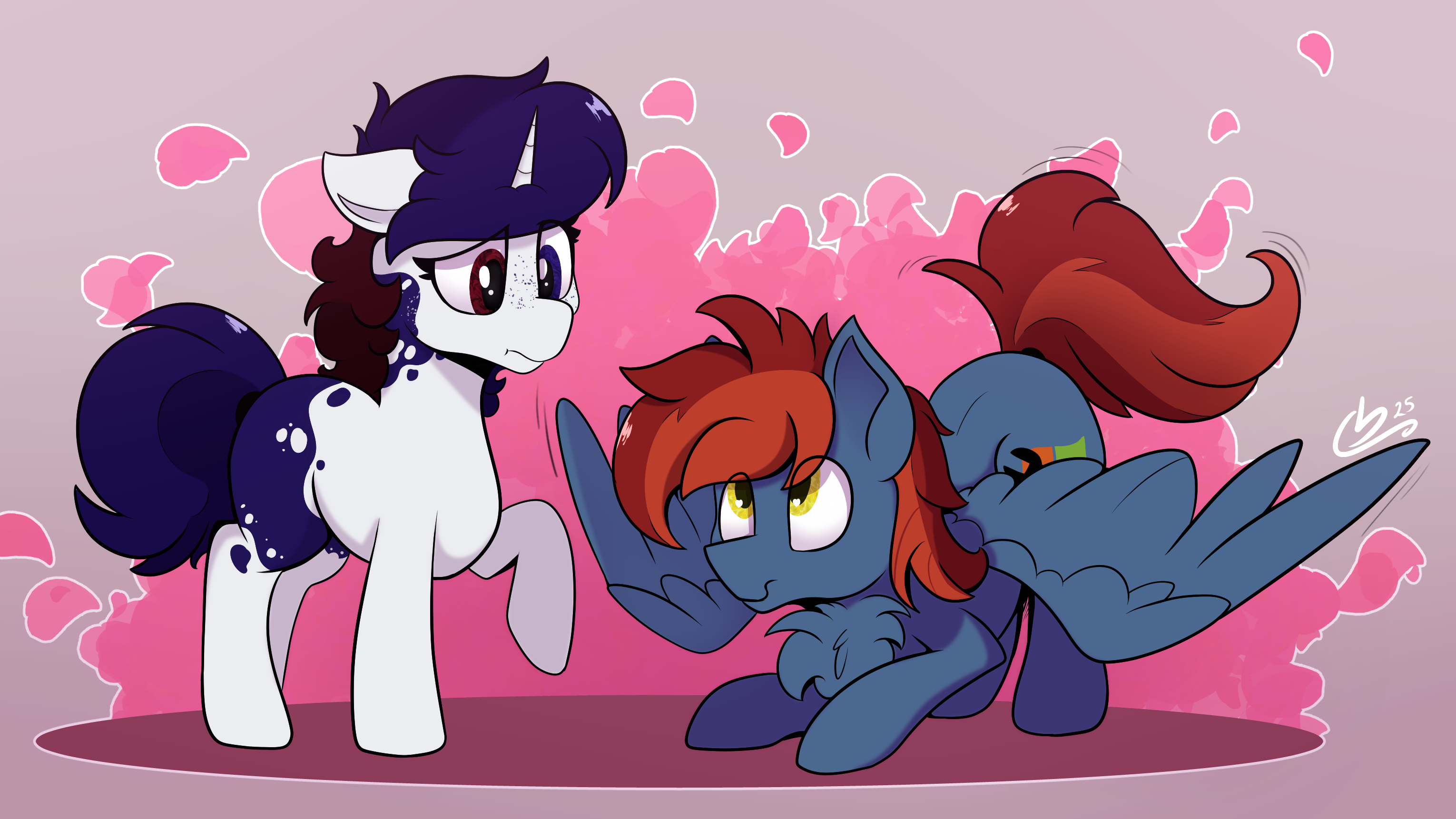 #3577653 - safe, artist:cloudybirb, oc, oc only, oc:firewire, oc:ink spill, pegasus, unicorn ...