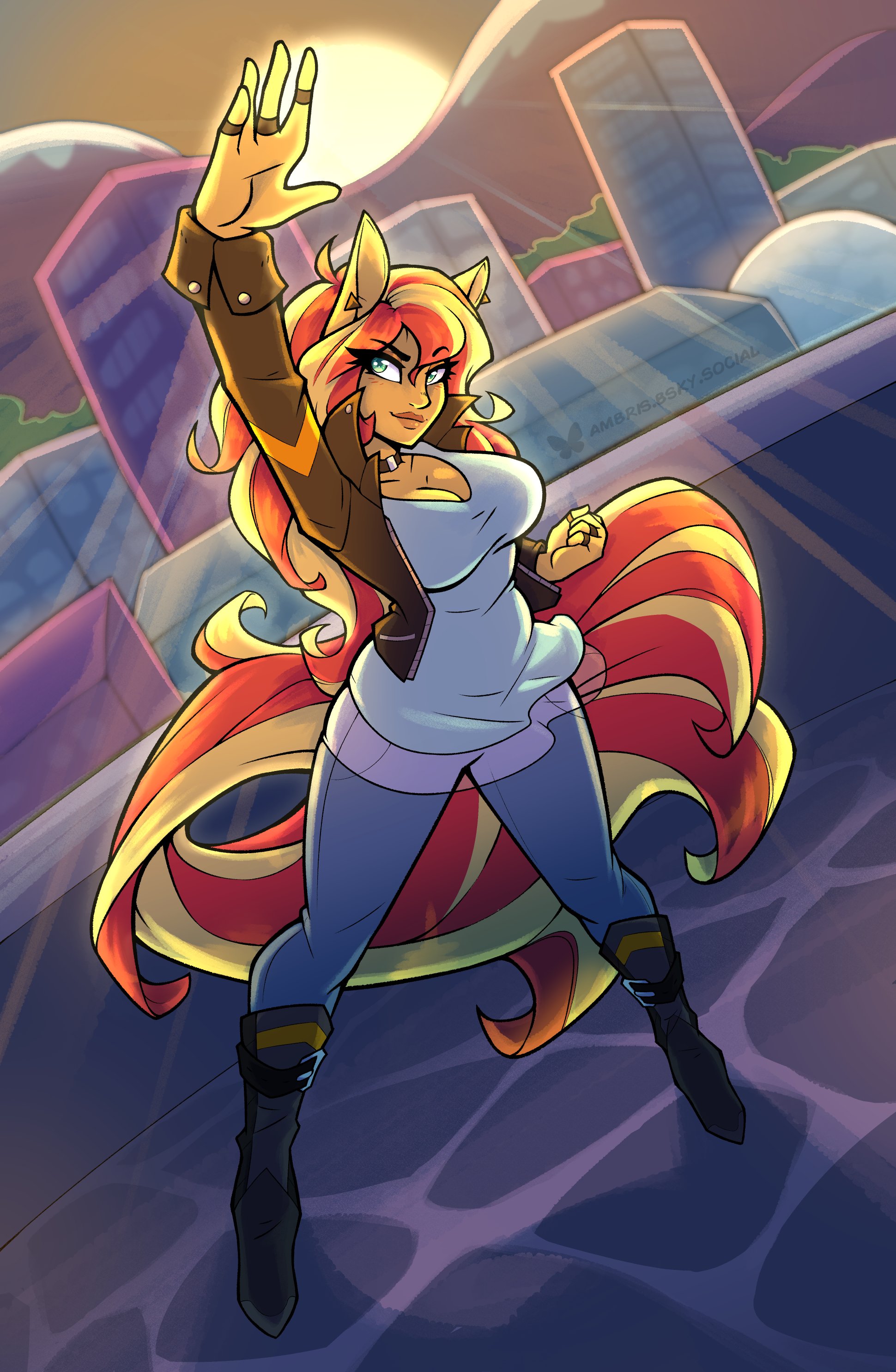 #3578237 - safe, artist:ambris, sunset shimmer, human, art pack:mypastisnottoday2025, equestria ...