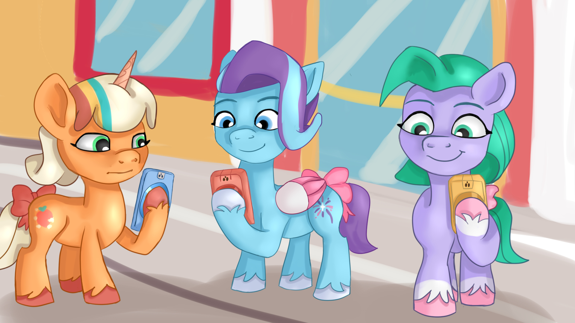 #3584268 - safe, artist:jbond, glory (g5), peach fizz, seashell (g5 ...