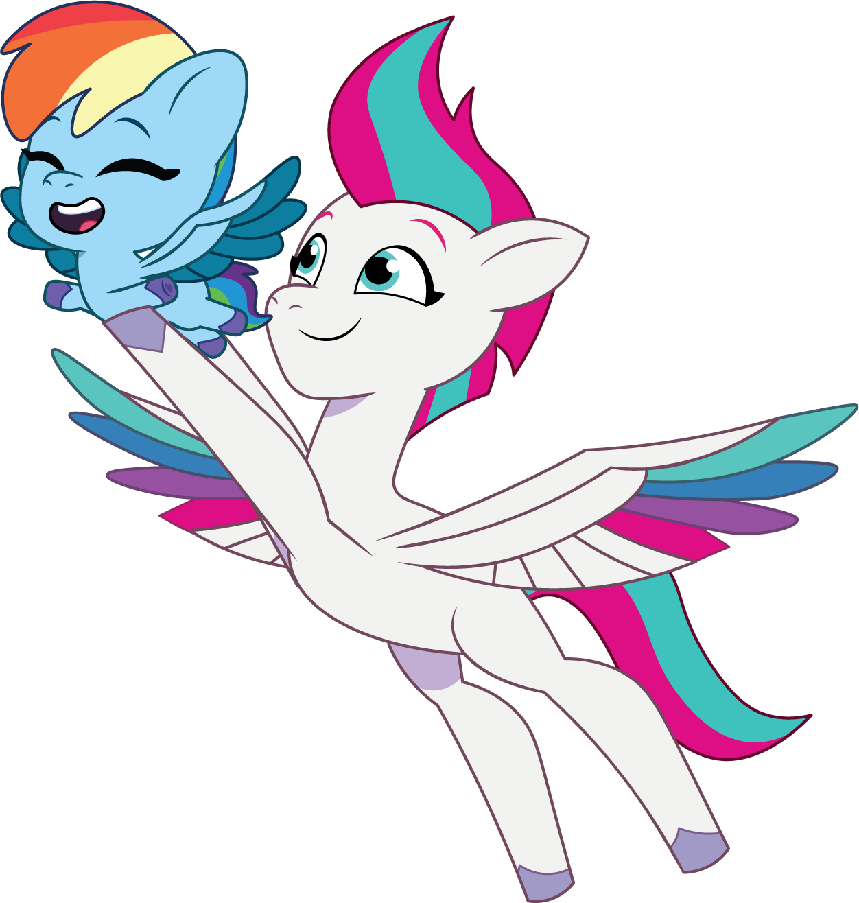 #3584665 - safe, artist:prixy05, zipp storm, oc, oc:spectrum splash, pegasus, pony, au:reformed ...