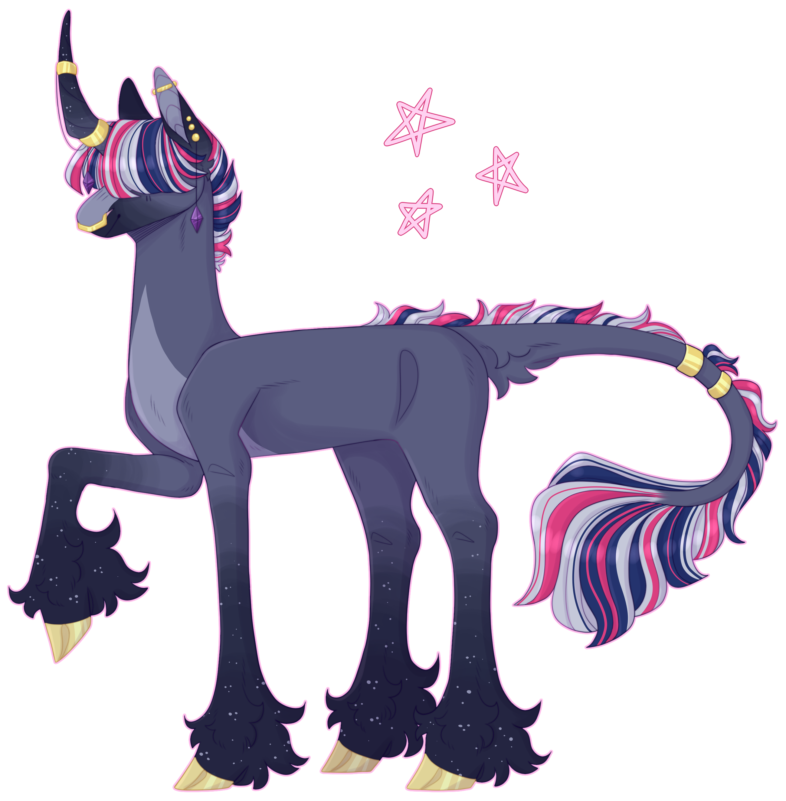 #3584751 - safe, artist:sleepy-nova, oc, oc only, oc:dusk, pony, unicorn, curved horn, horn ...