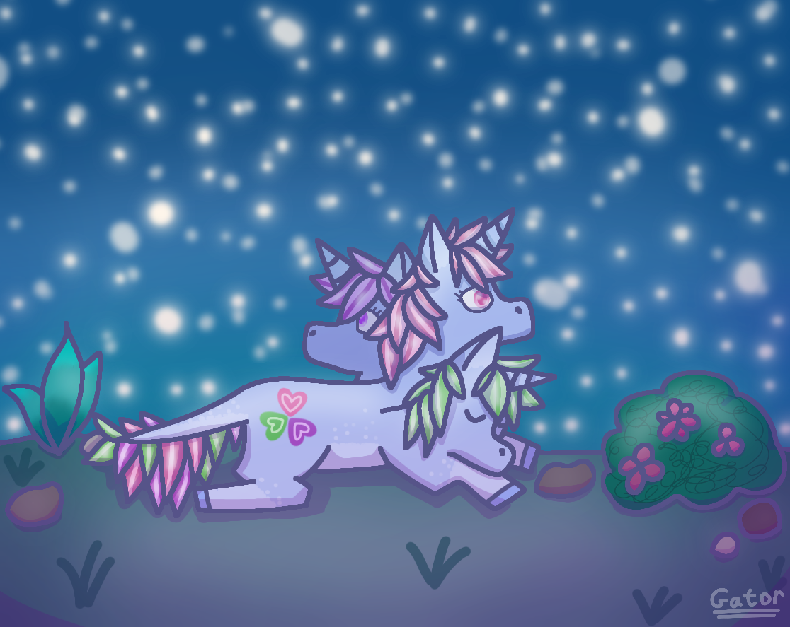 #3584832 - safe, artist:horseygator, oc, oc only, pony, unicorn, bush, hoers, horn, leonine tail ...