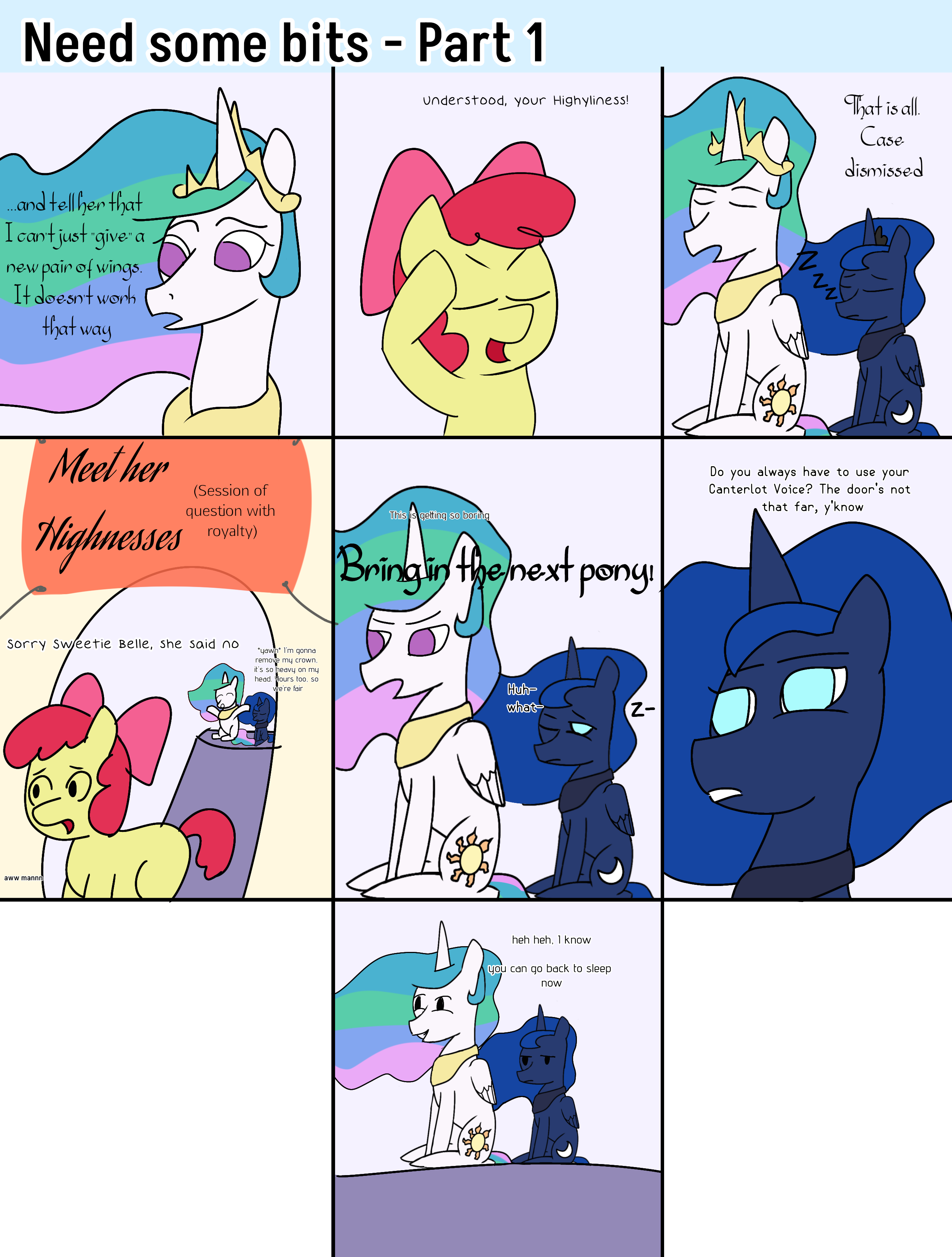 #3585602 - safe, artist:cosmicwaves35, apple bloom, princess celestia, princess luna, alicorn ...