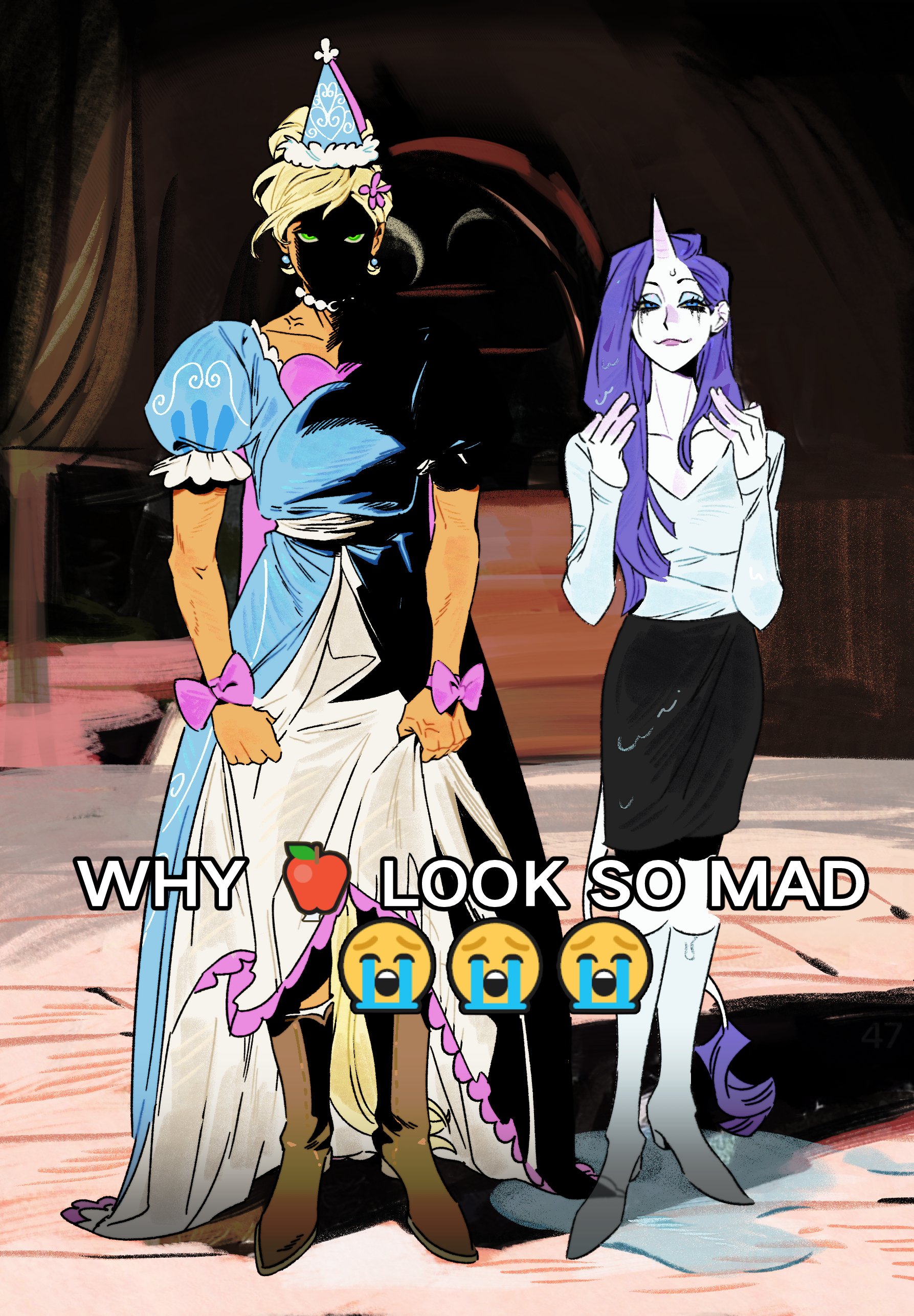 #3585876 - safe, artist:biantaishi1, applejack, rarity, human, g4, look ...