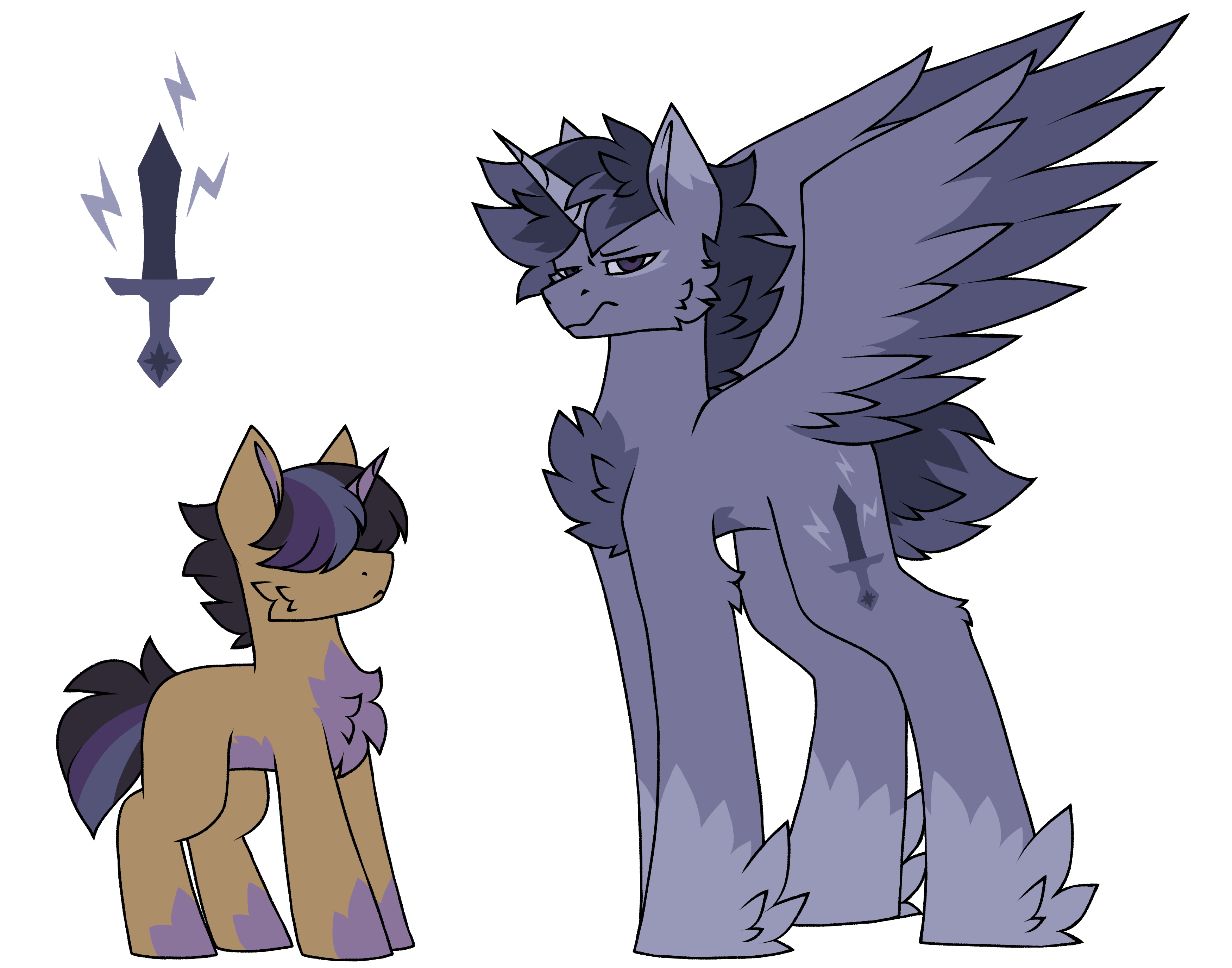 #3586216 - safe, artist:pegacousinceles, oc, oc only, oc:lightning saber, oc:spark sparkle ...