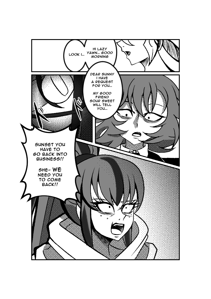 #3586410 - safe, artist:sunsetzg3, sour sweet, sunset shimmer, oc, oc:lazy yawn, human, comic ...