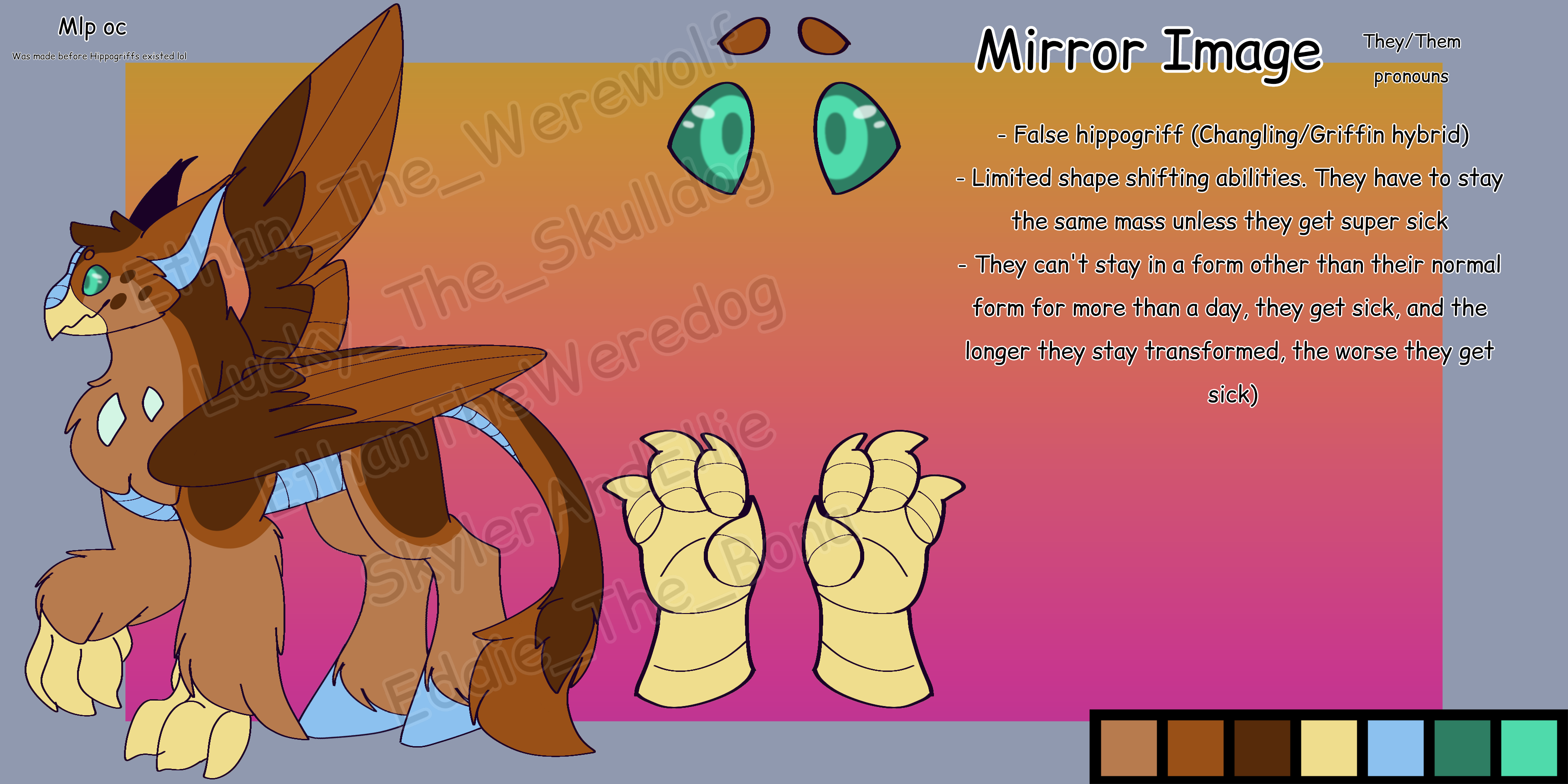 #3586477 - artist needed, safe, oc, oc only, changeling hybrid, gradient background, griffon ...