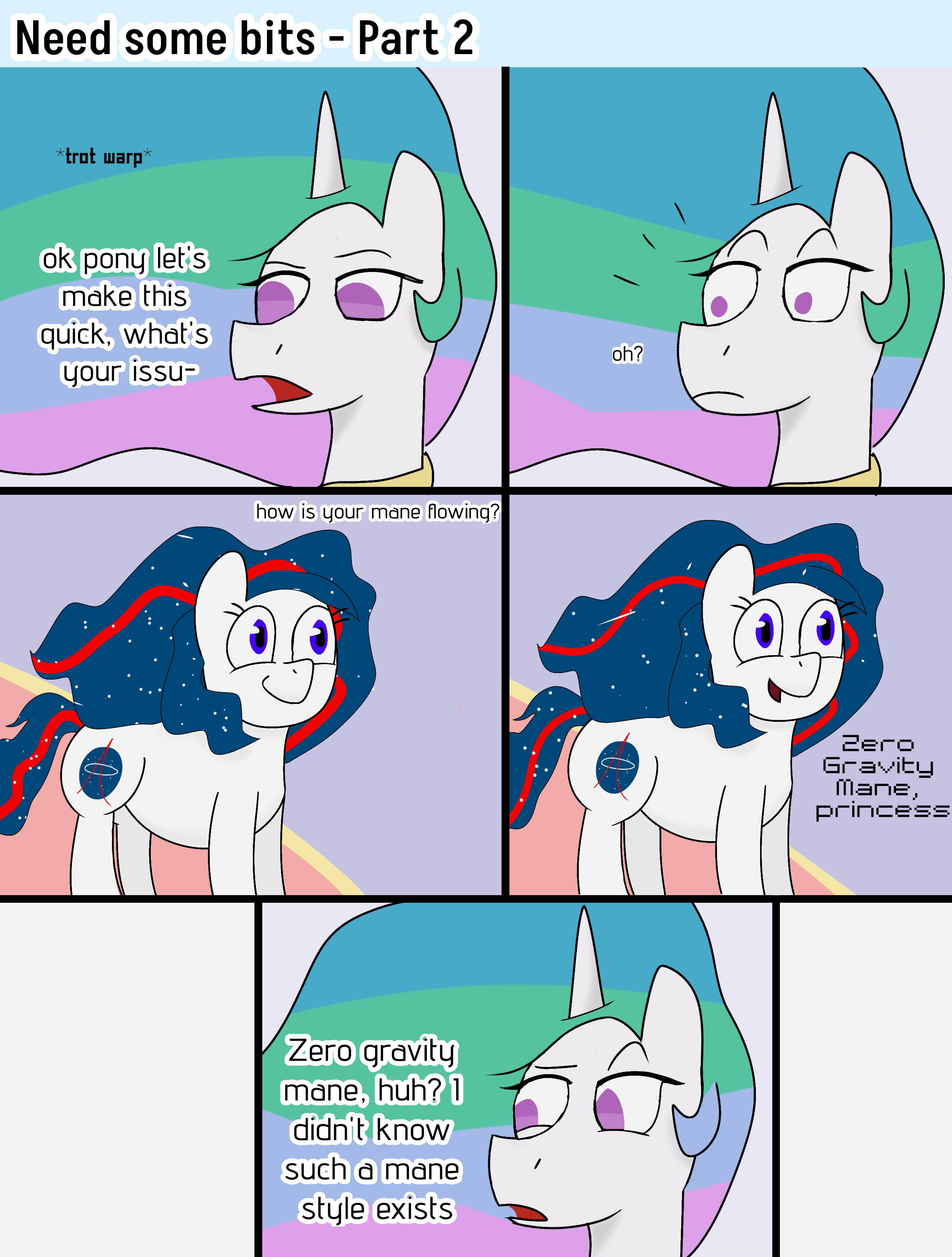 #3586669 - safe, artist:cosmicwaves35, princess celestia, oc, oc:nasapone, alicorn, earth pony ...