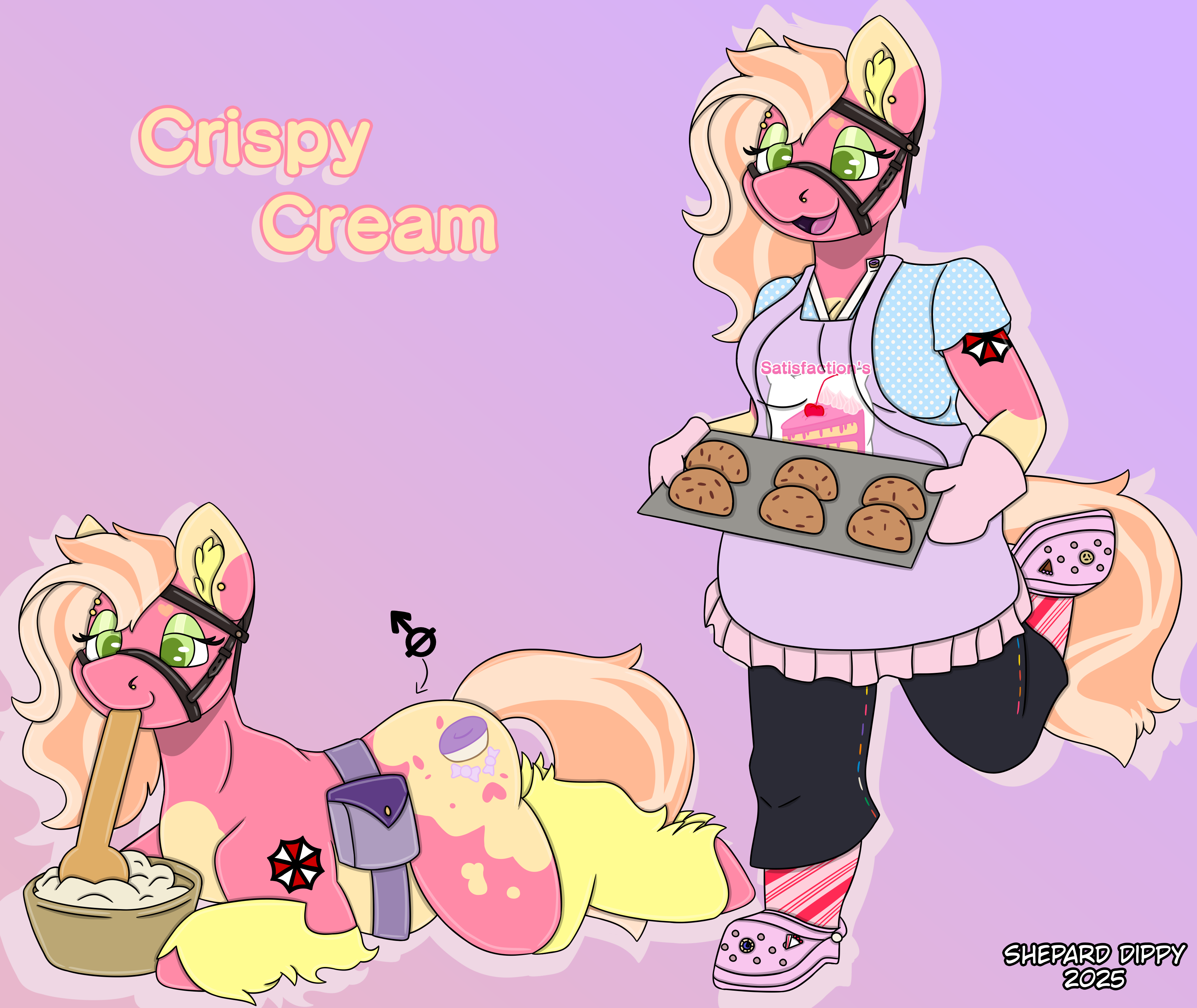 #3586680 - safe, artist:shepard dippy, oc, oc only, oc:crispy creme, earth pony, pony, anthro ...