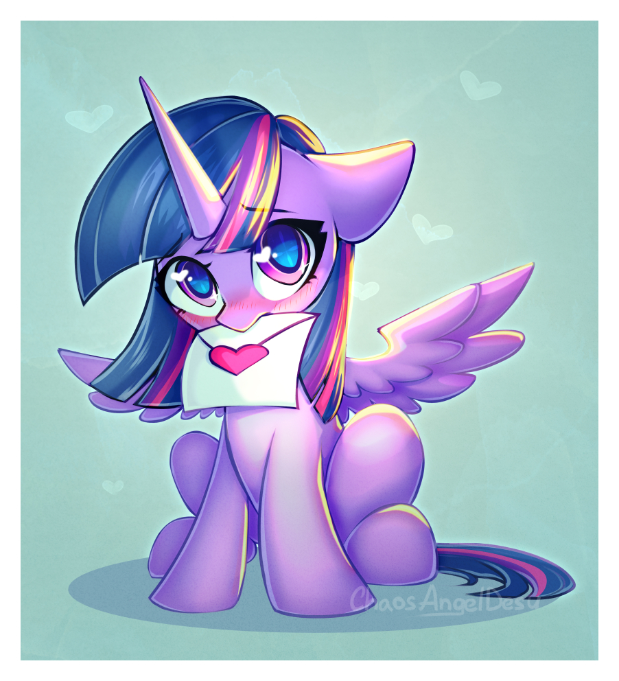 #3586709 - safe, artist:chaosangeldesu, twilight sparkle, alicorn, pony, g4, blushing, cute ...