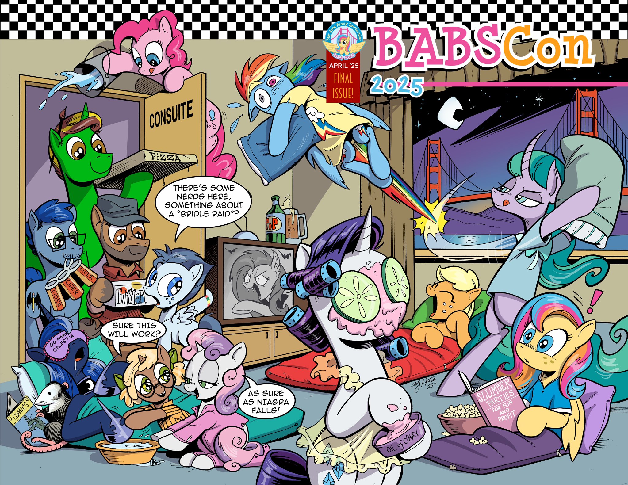 #3587022 - safe, artist:andy price, applejack, fluttershy, leadwing, mistmane, pinkie pie ...